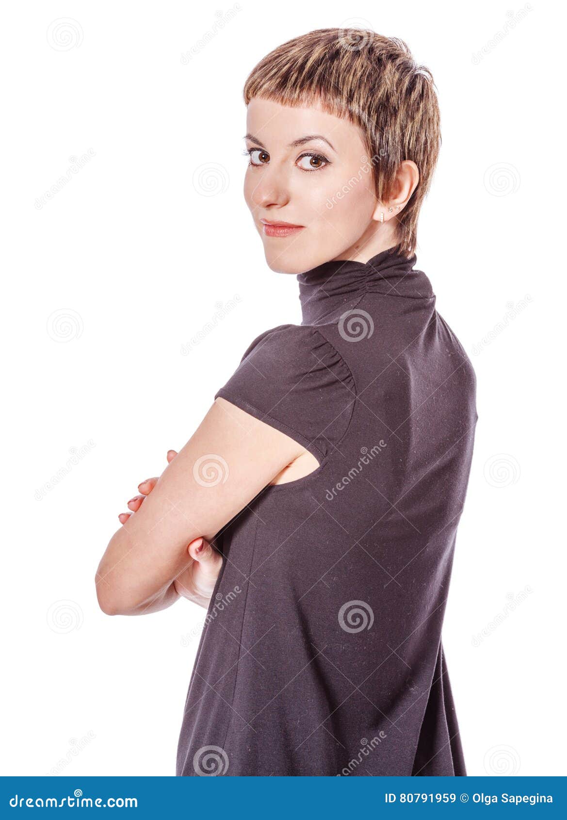 Young woman turning stock image. Image of femininity - 80791959