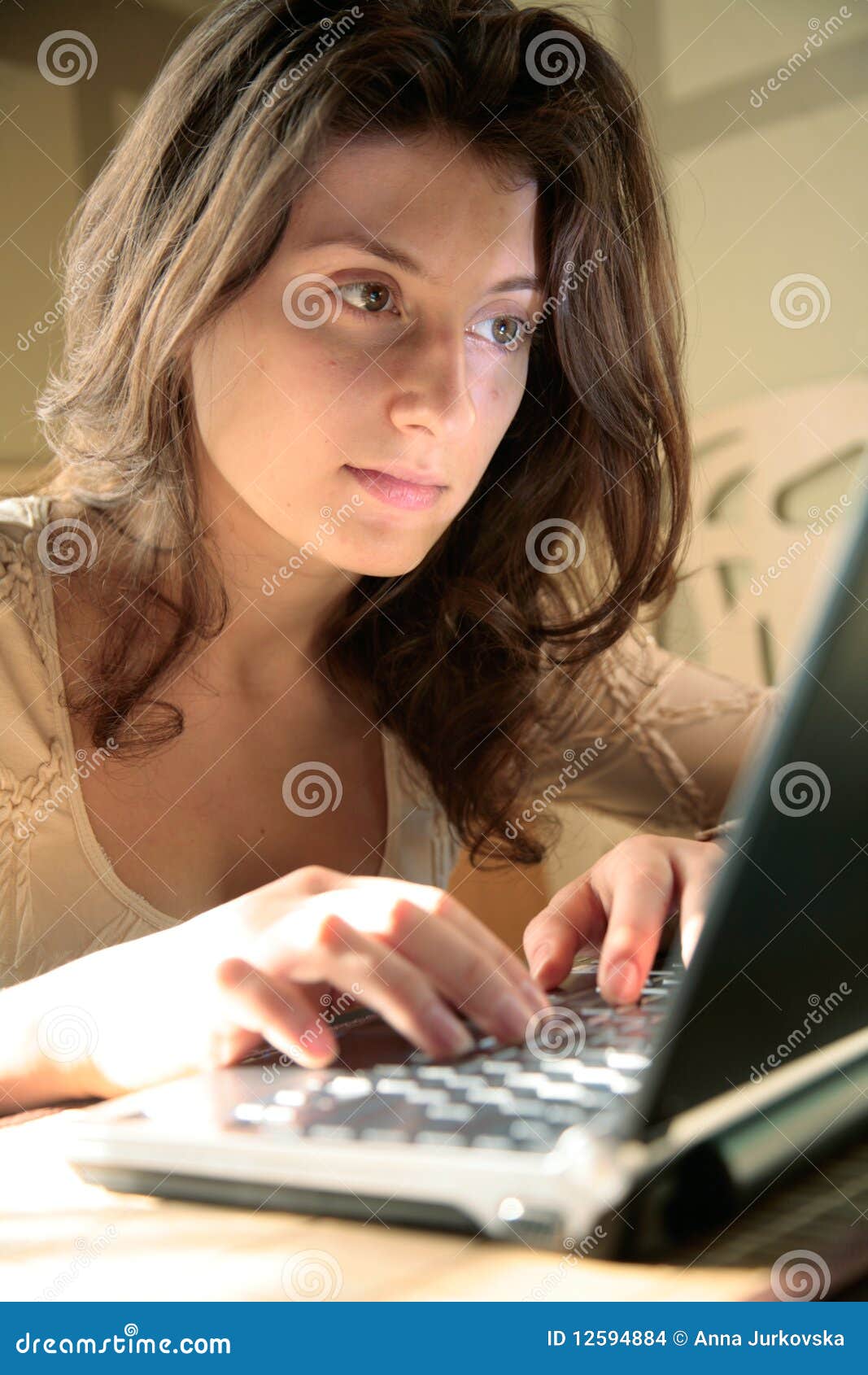 Young woman typing stock photo. Image of keyboard, closeup - 12594884
