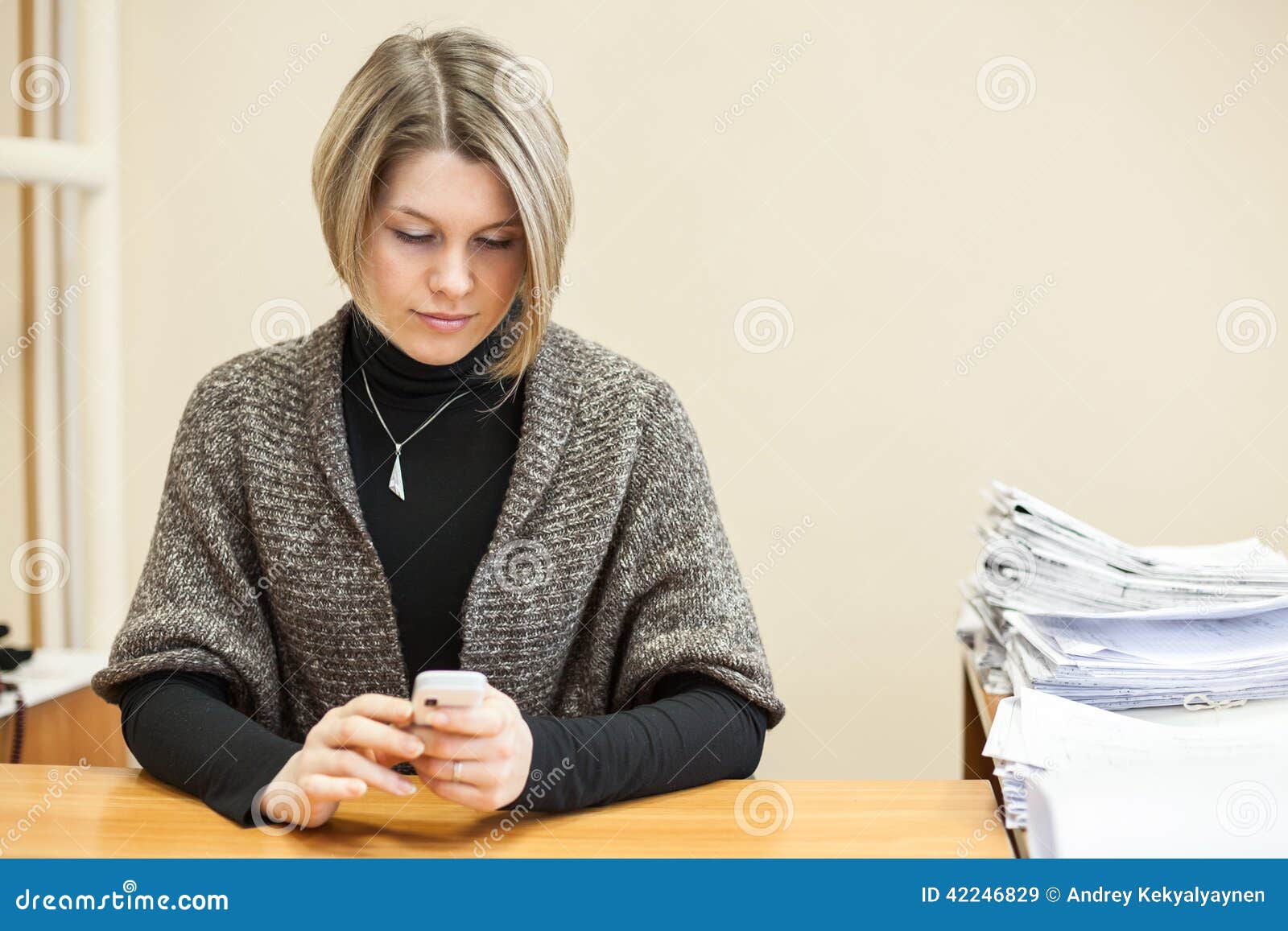 Young Woman Typing Text on Mobile Phone, Copyspace Stock Image - Image ...