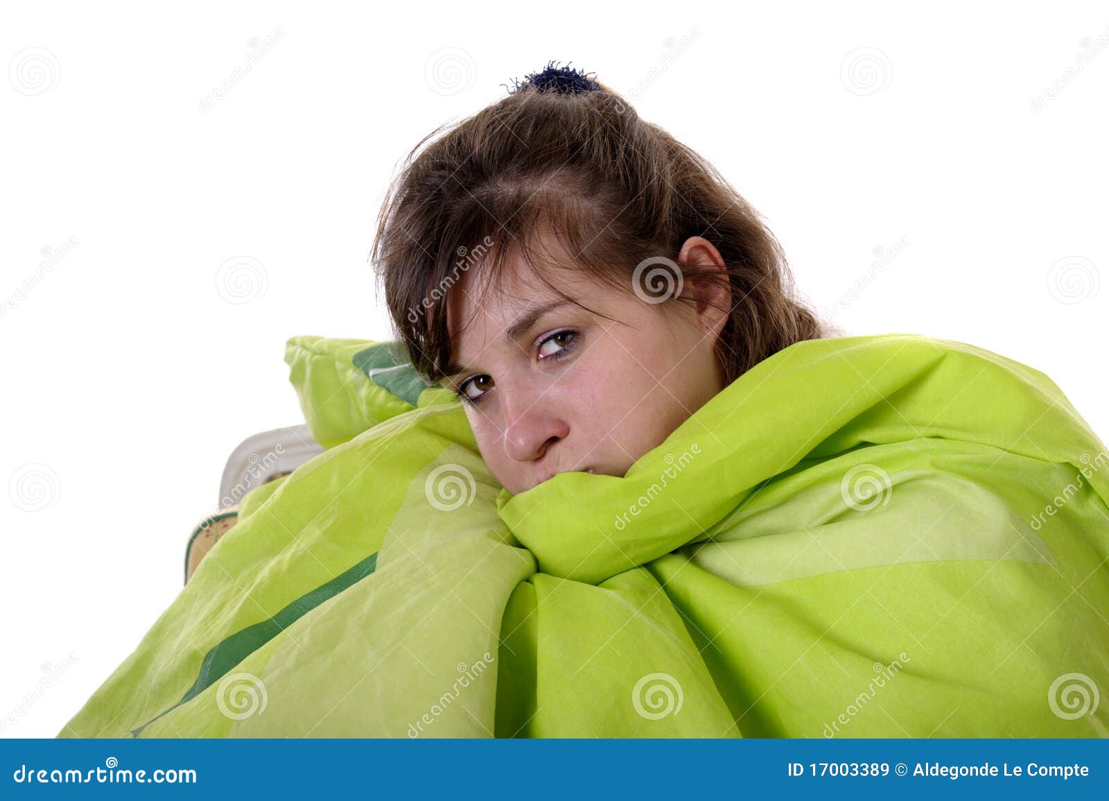 Young Woman Under Blanket Sitting in a Chair Stock Image - Image of ...
