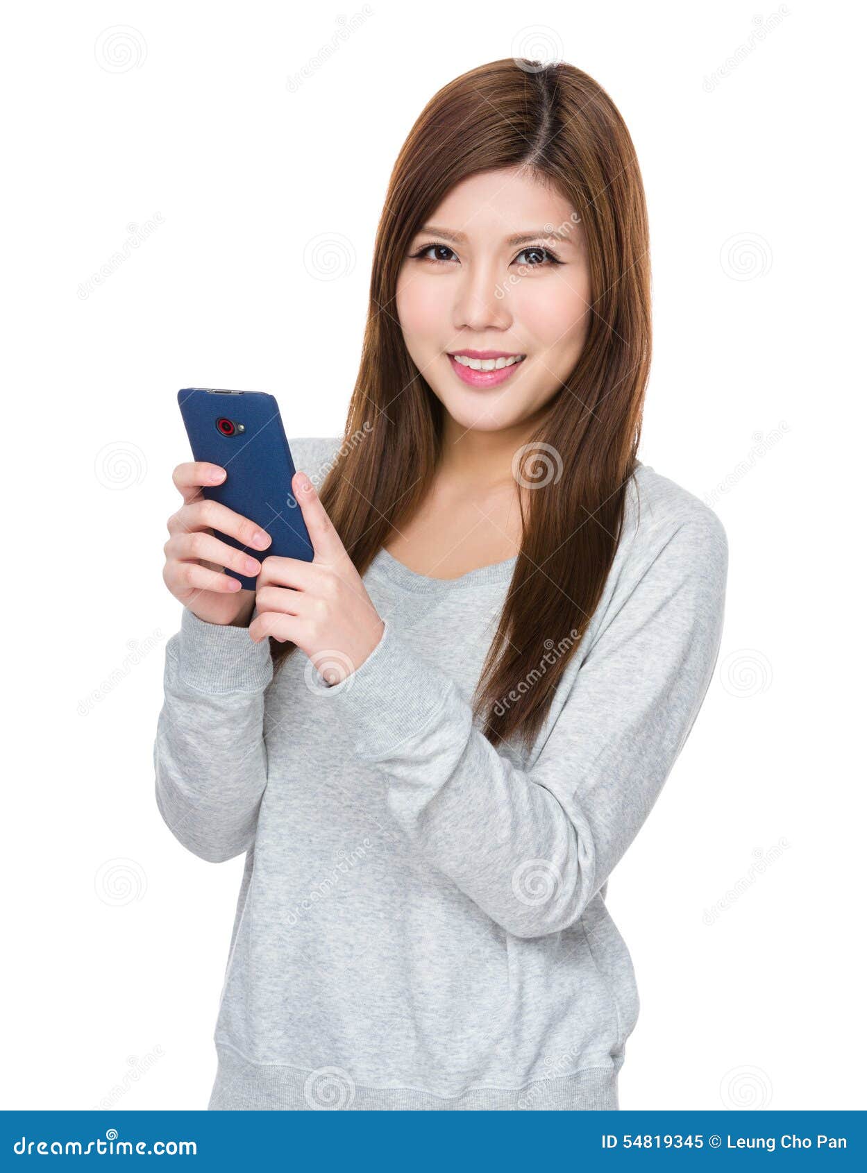 Young Woman Use of Mobile Phone Stock Image - Image of korean, isolated ...