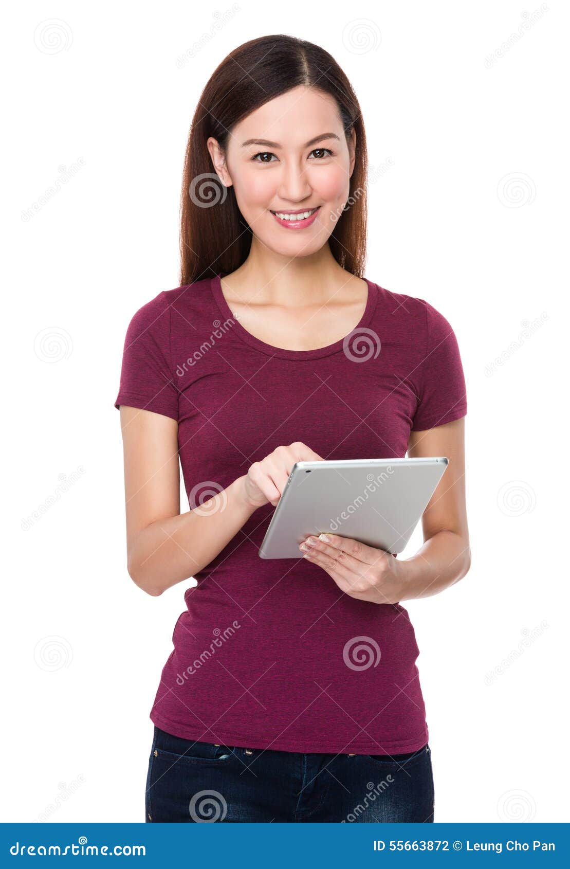 Young woman use of tablet stock photo. Image of education - 55663872
