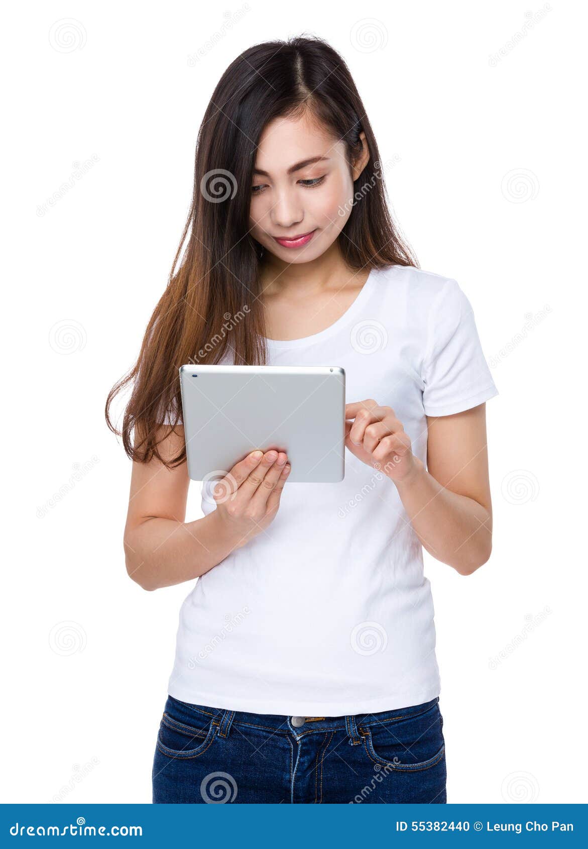 Young Woman Use of Tablet Pc Stock Photo - Image of happy, lady: 55382440