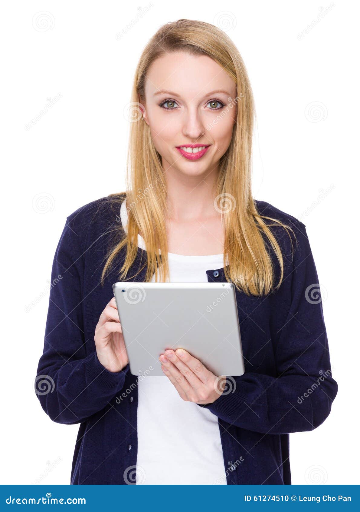 Young Woman Use of the Tablet Pc Stock Photo - Image of house ...