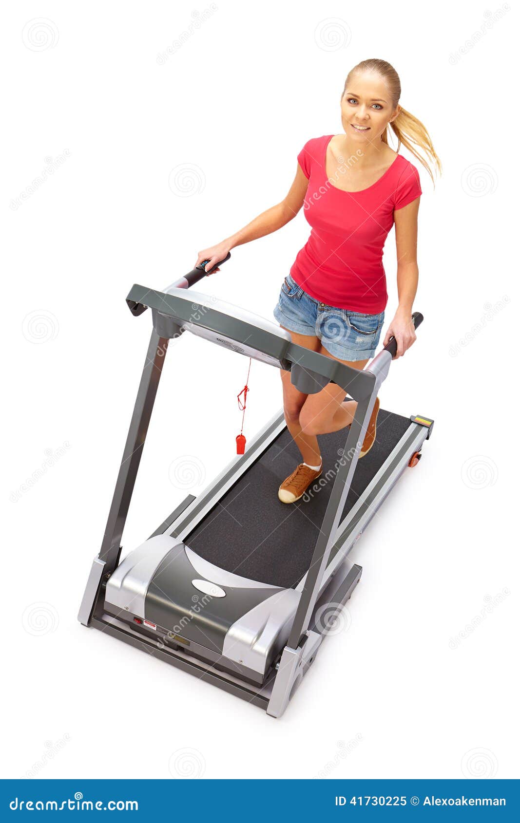 Young Woman Uses Treadmill. Stock Image - Image of lifestyle, female ...