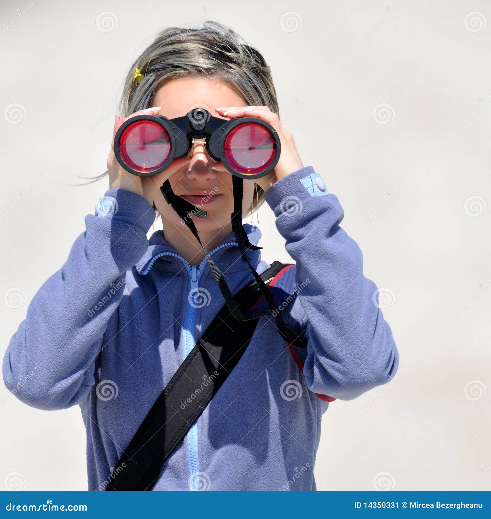 Young Woman Using Binoculars Outdoor Stock Image - Image of people ...