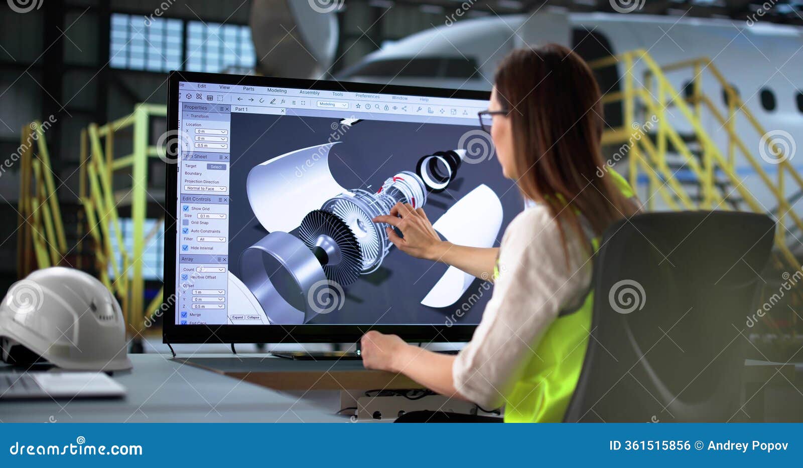 Young Woman Using 3D CAD Software Stock Illustration - Illustration of ...