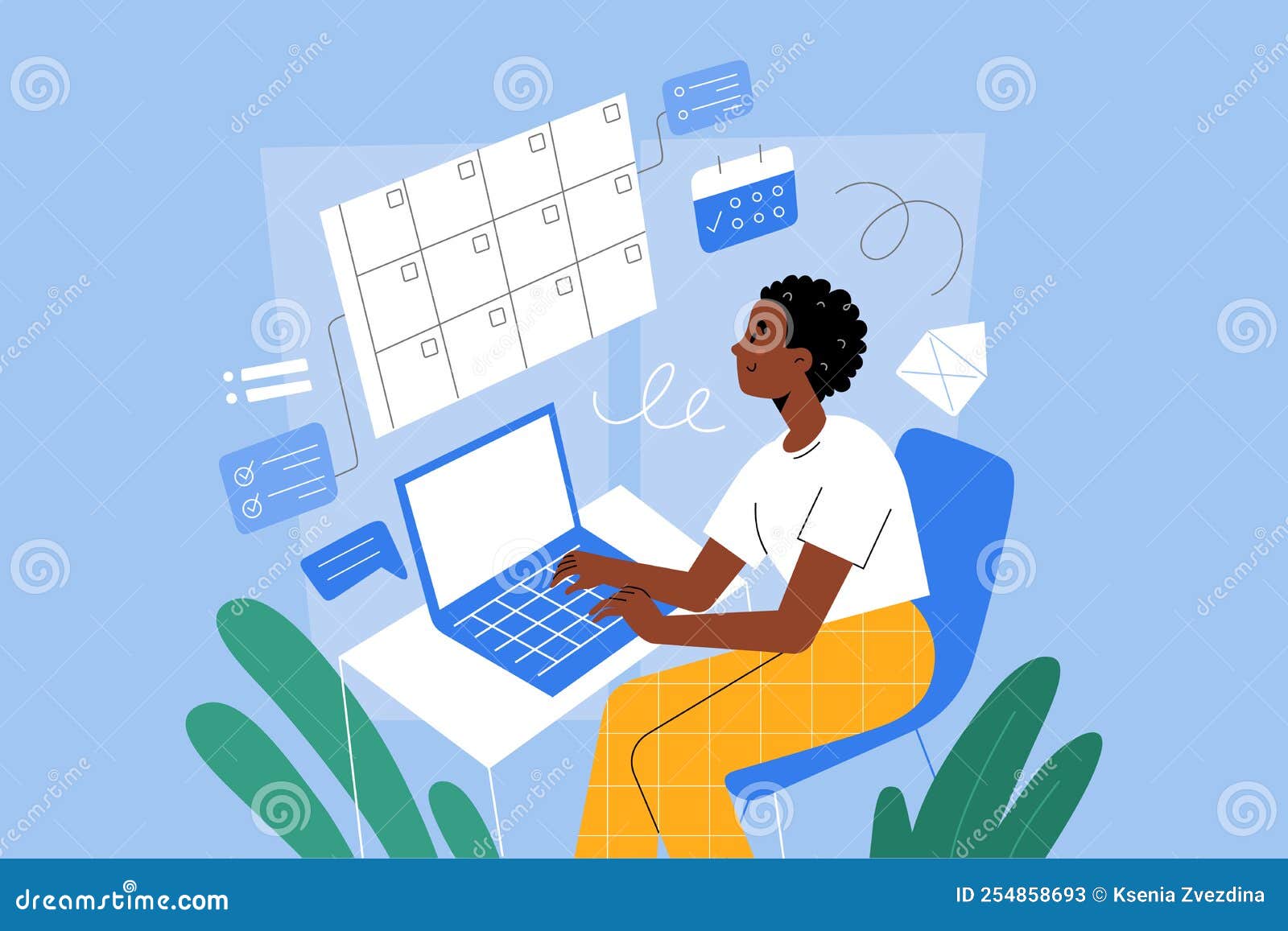 Young Woman Using Digital Planner, Personal Calendar, Young Girl ...