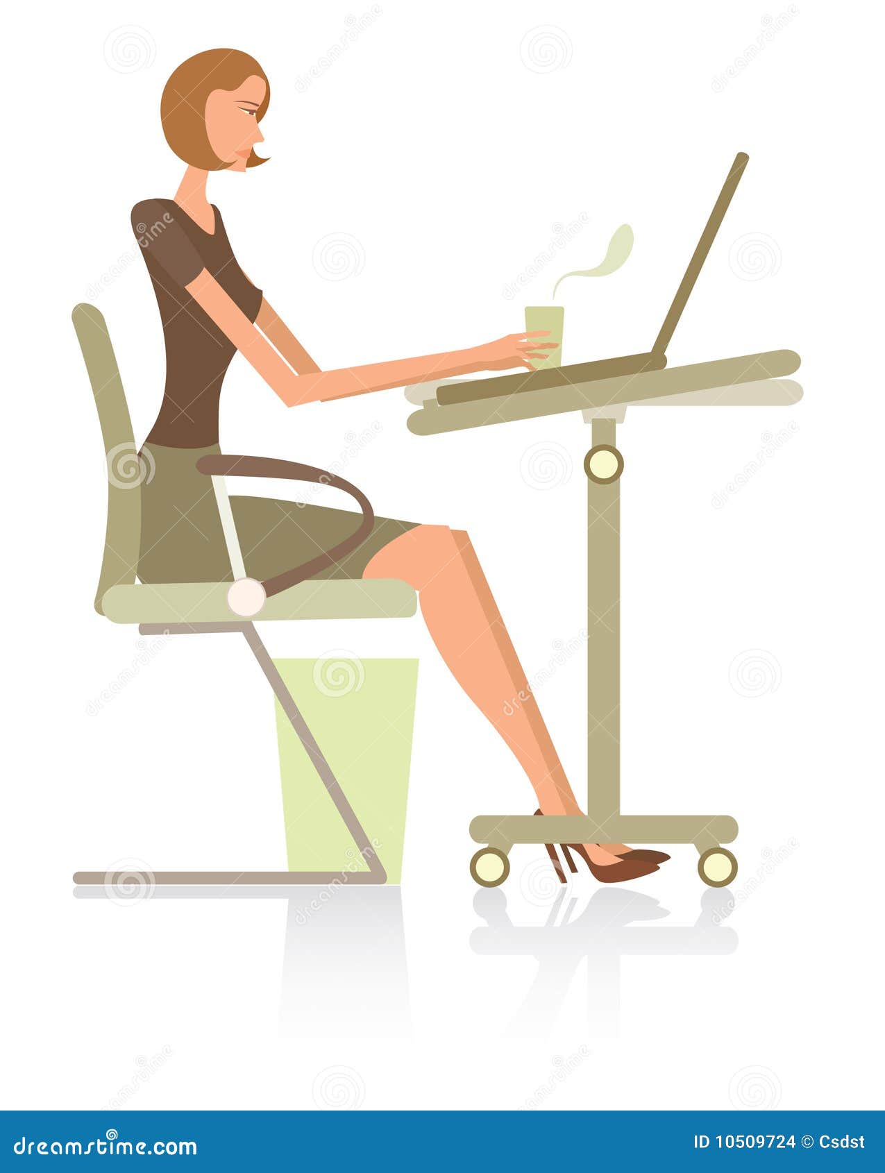 Young woman using laptop stock vector. Illustration of businesswoman ...