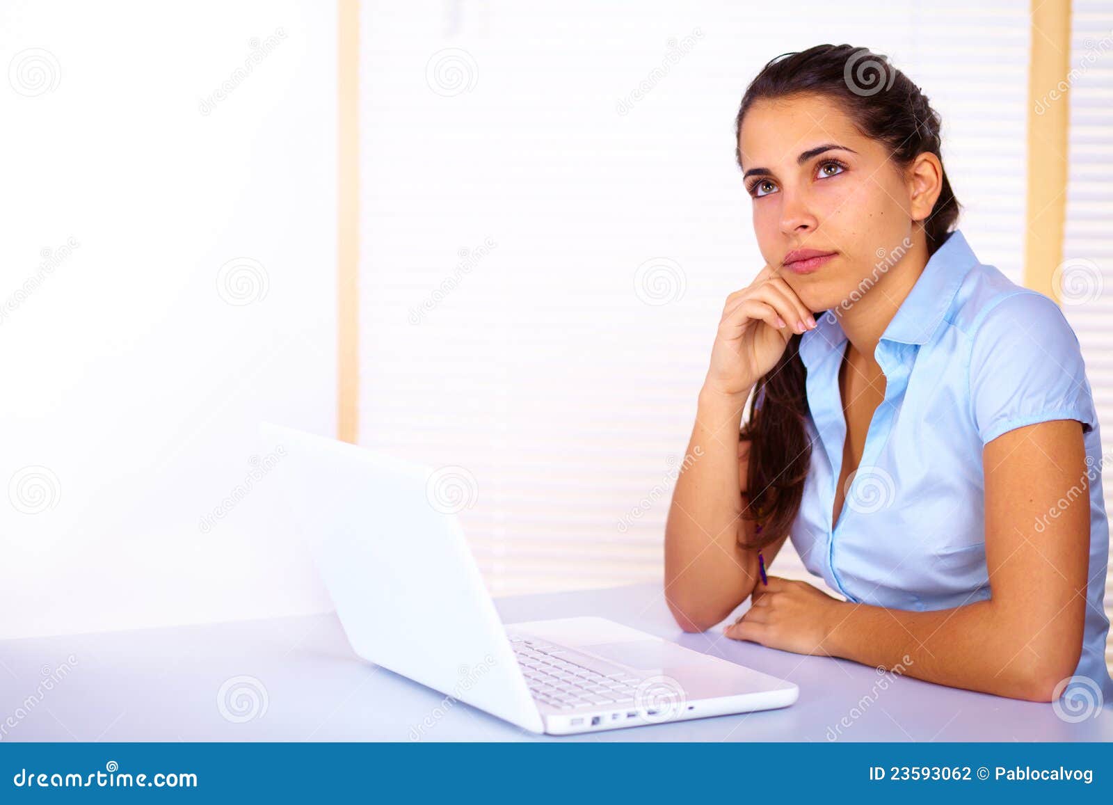 Young woman using a laptop stock photo. Image of attractive - 23593062