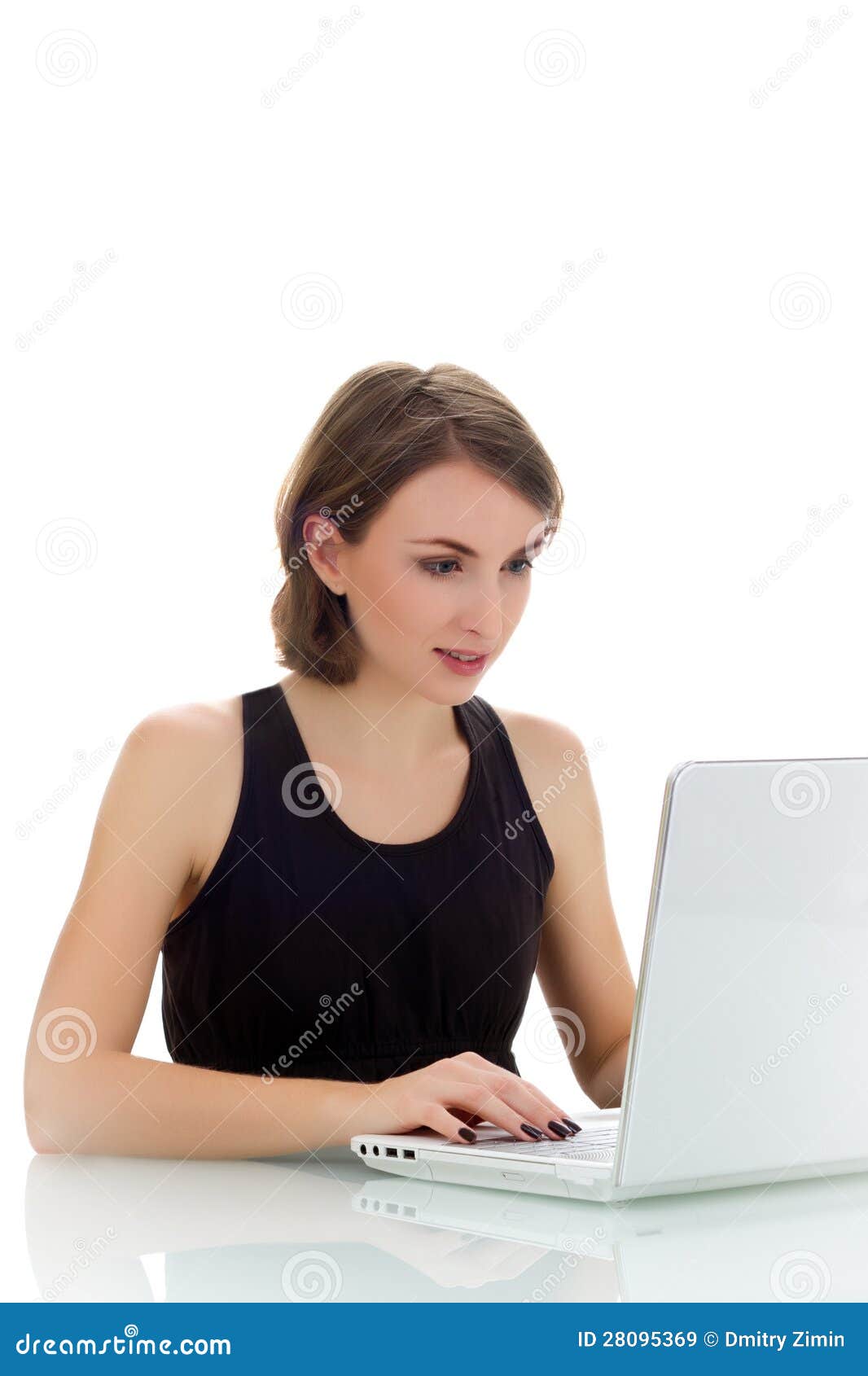 Young woman using a laptop stock image. Image of laptop - 28095369