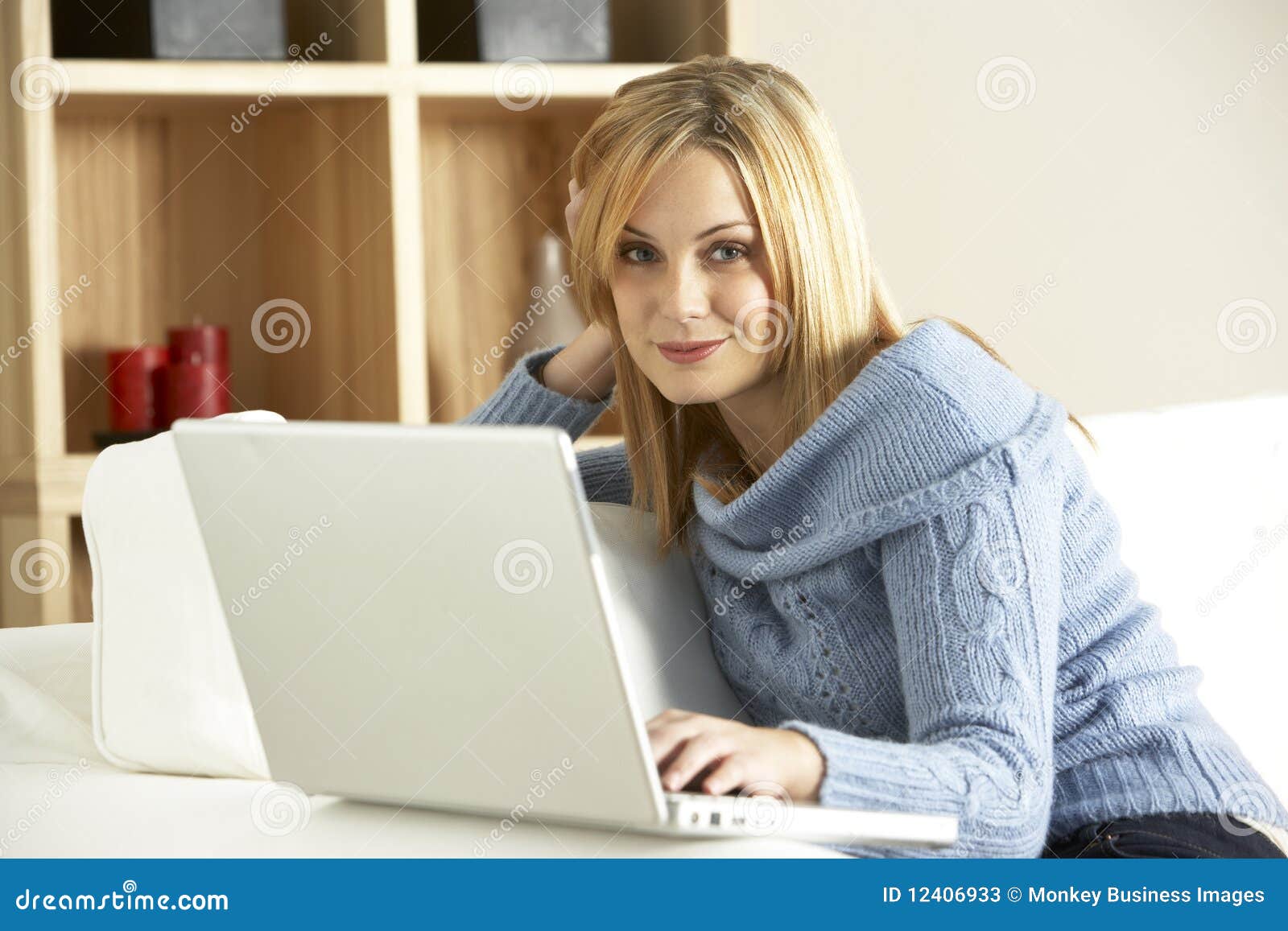 Young Woman Using Laptop Computer Stock Image - Image of laptop ...