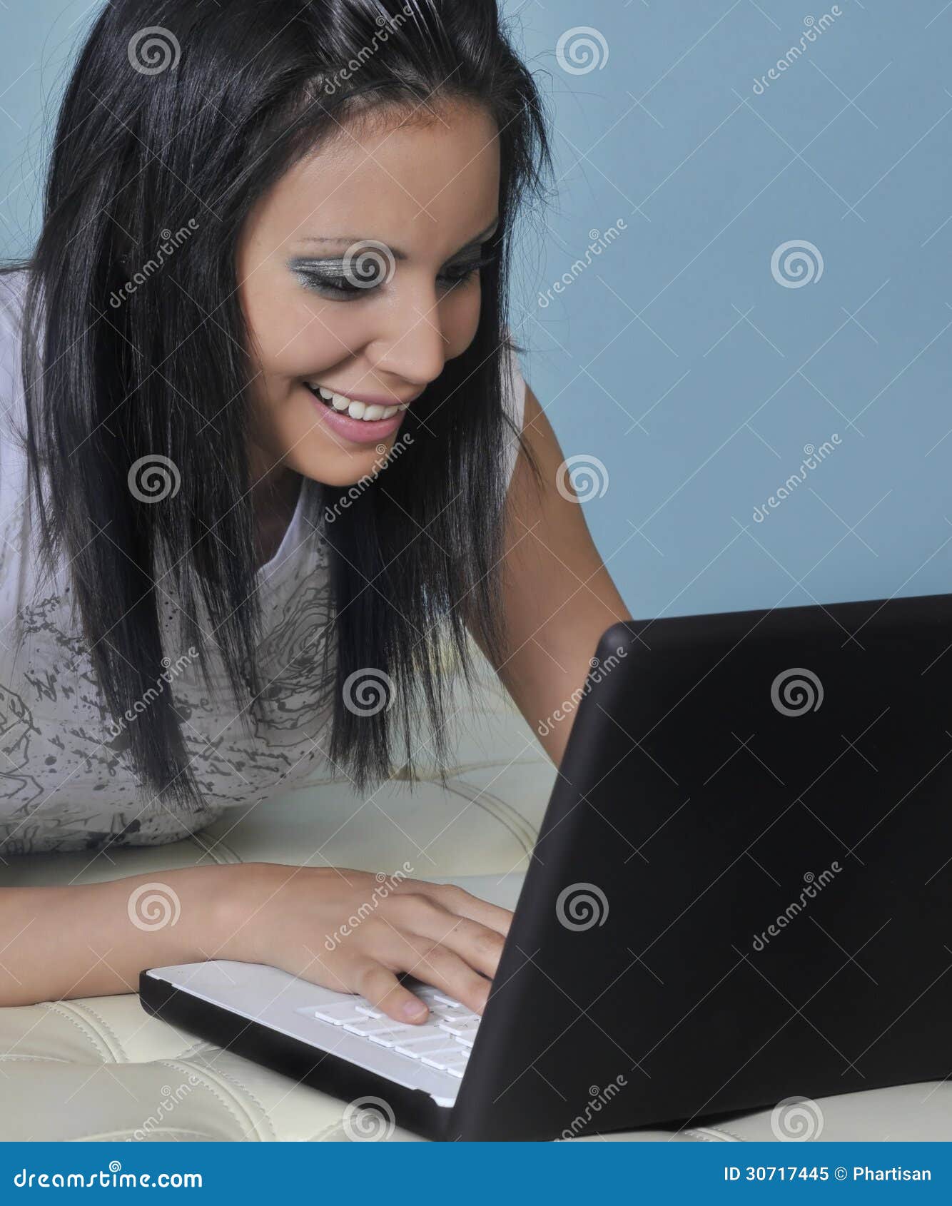 Young Woman Using Laptop Computer Stock Image - Image of ethnic, girl ...