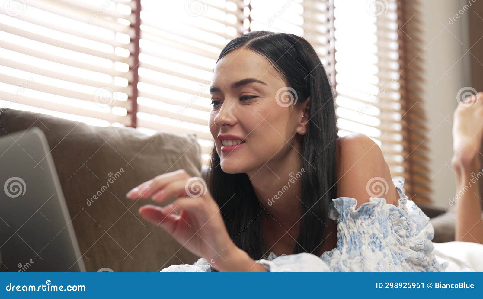 Young Woman Using Laptop with Credit Card for Internet Banking. Blithe ...