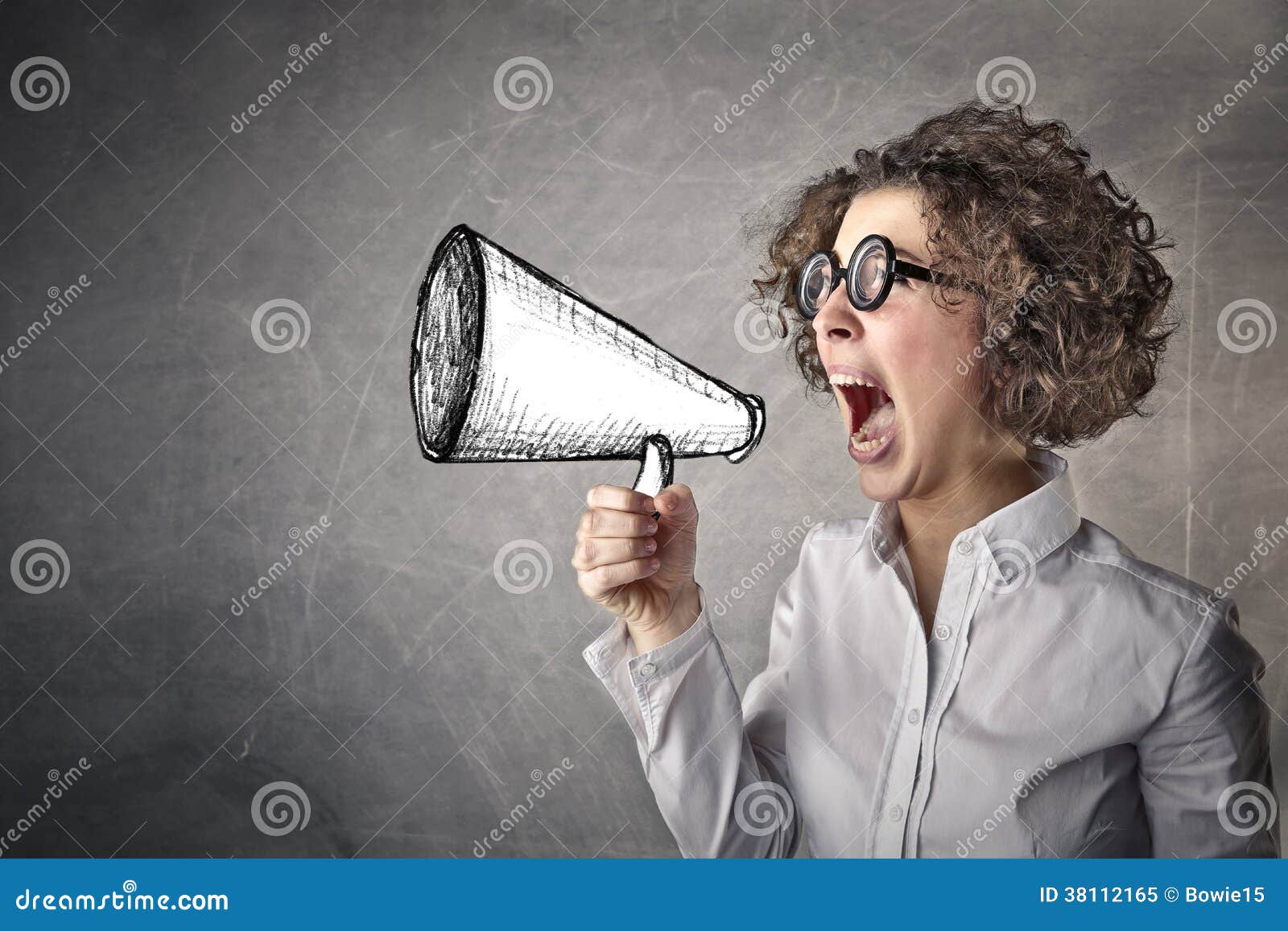 Young Woman Using a Megaphone Stock Image - Image of classroom, message ...