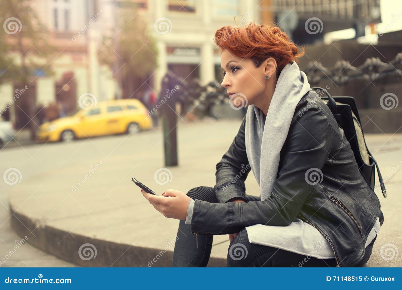 Young Woman Using Mobile on the Street Stock Image - Image of people ...