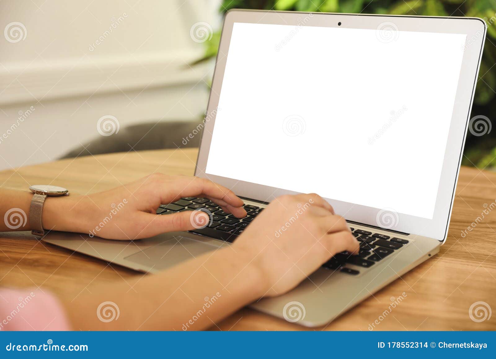 Young Woman Using Modern Computer at Table in Office. Space for Design ...