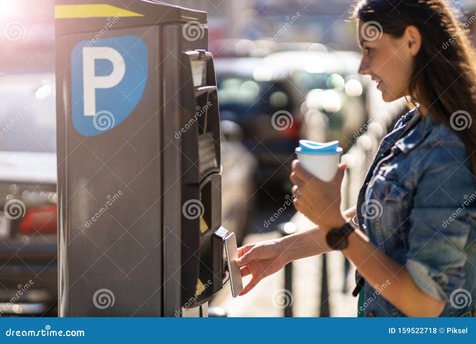 Young Woman Using Parking Machine Stock Photo - Image of attractive ...