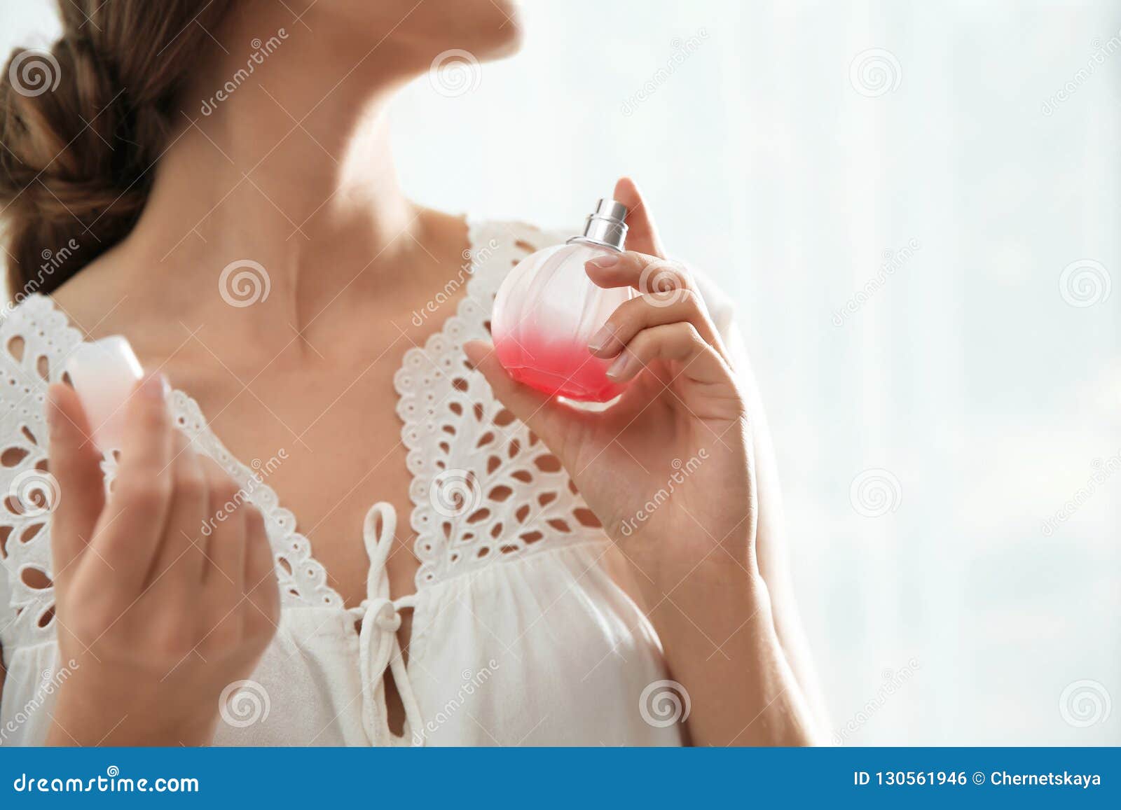 Young Woman Using Perfume Indoors Stock Photo - Image of beautiful ...
