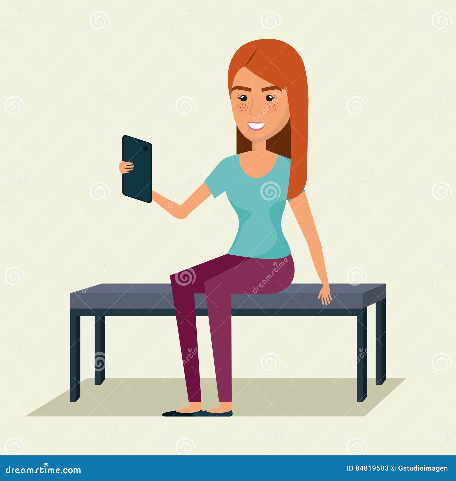 Young Woman Using Smartphone Avatar Character Stock Illustration ...