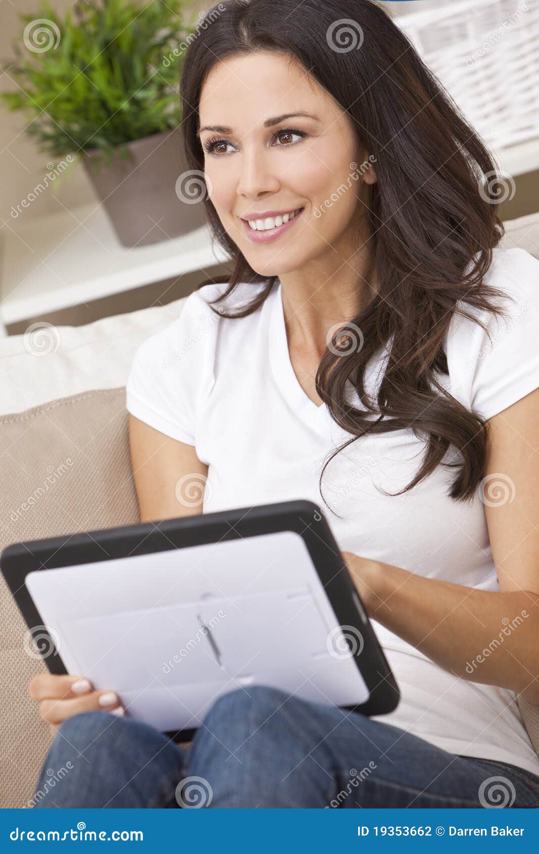 Young Woman Using Tablet Computer at Home Stock Photo - Image of ... Young Woman Using Tablet Computer at Home Stock Photo - Image of ...