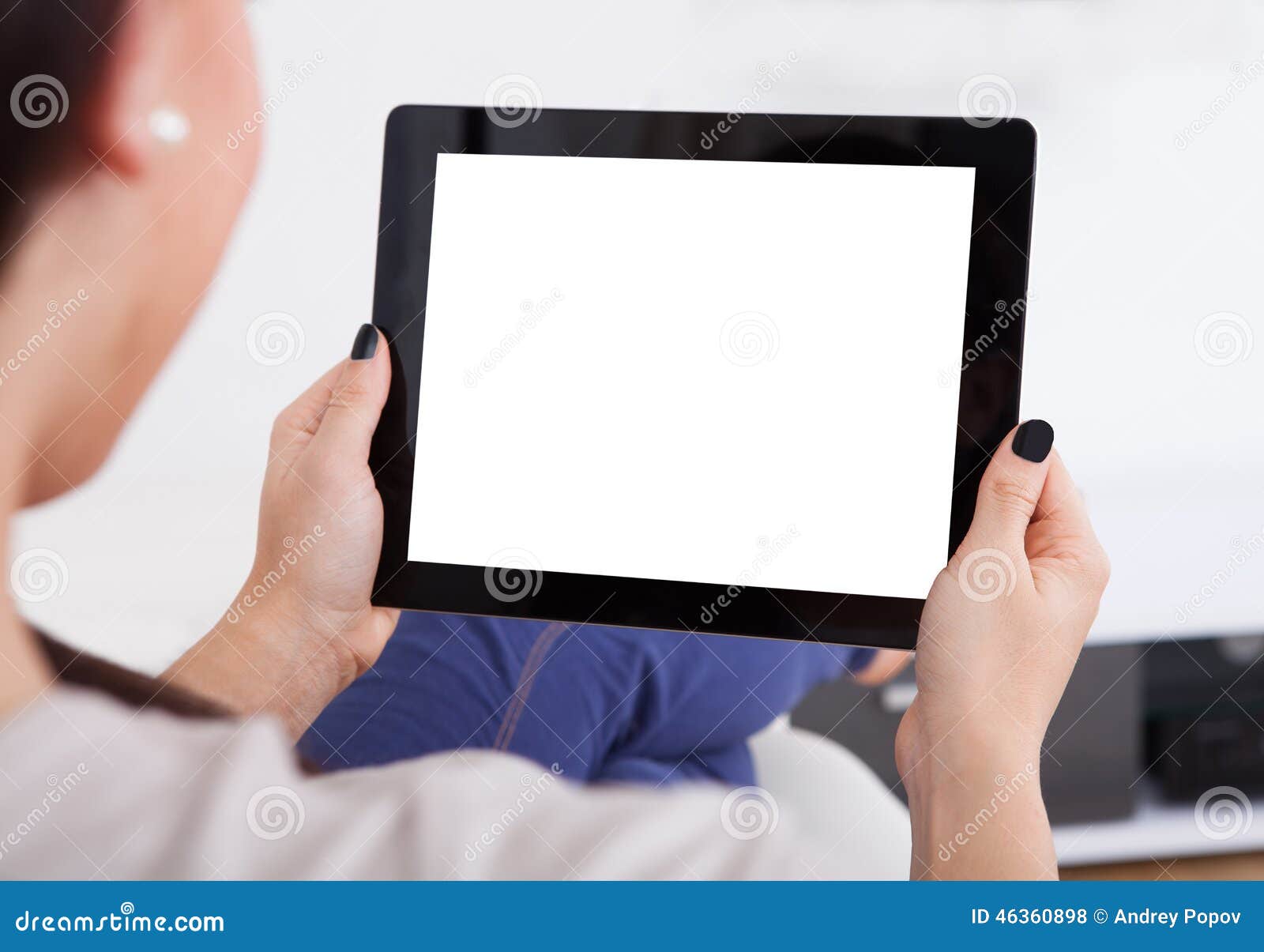 Young Woman Using Tablet at Home Stock Photo - Image of indoors ...