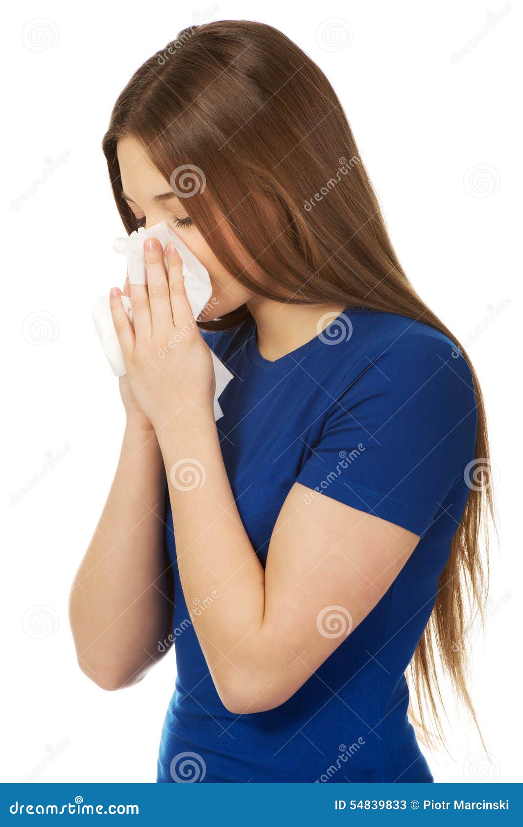 Young Woman Using a Tissue. Stock Image - Image of female, allergy ...