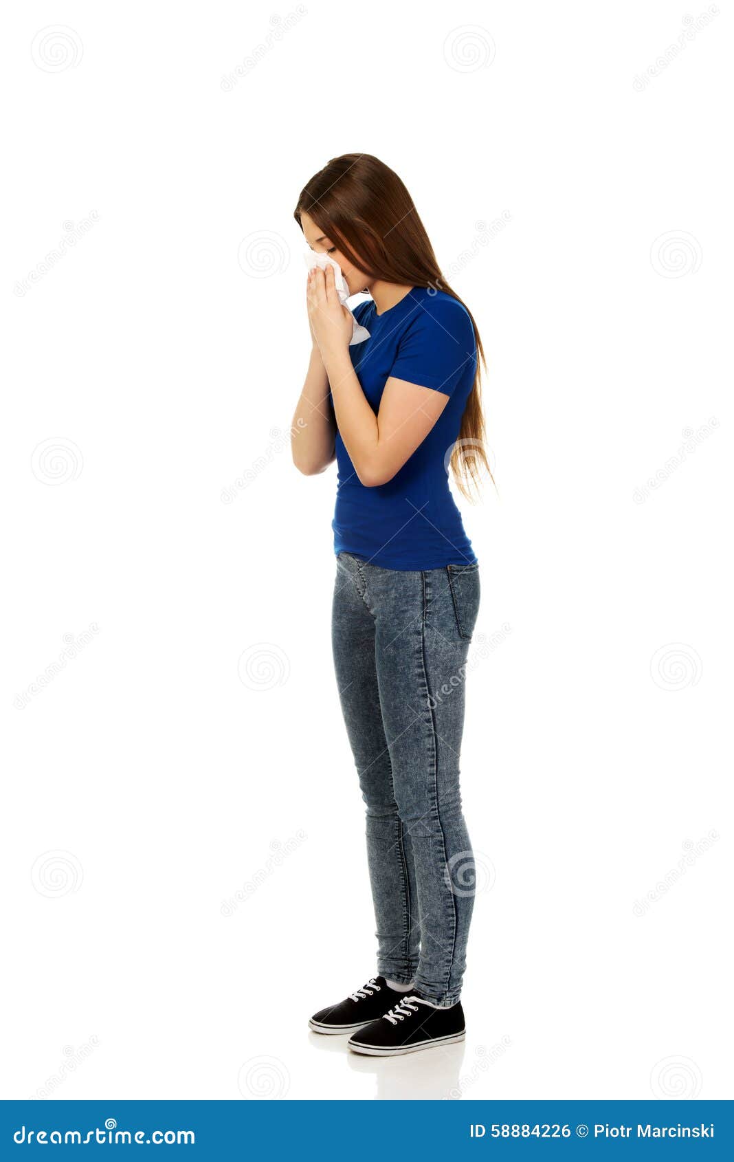 Young Woman Using a Tissue. Stock Photo - Image of teen, cold: 58884226