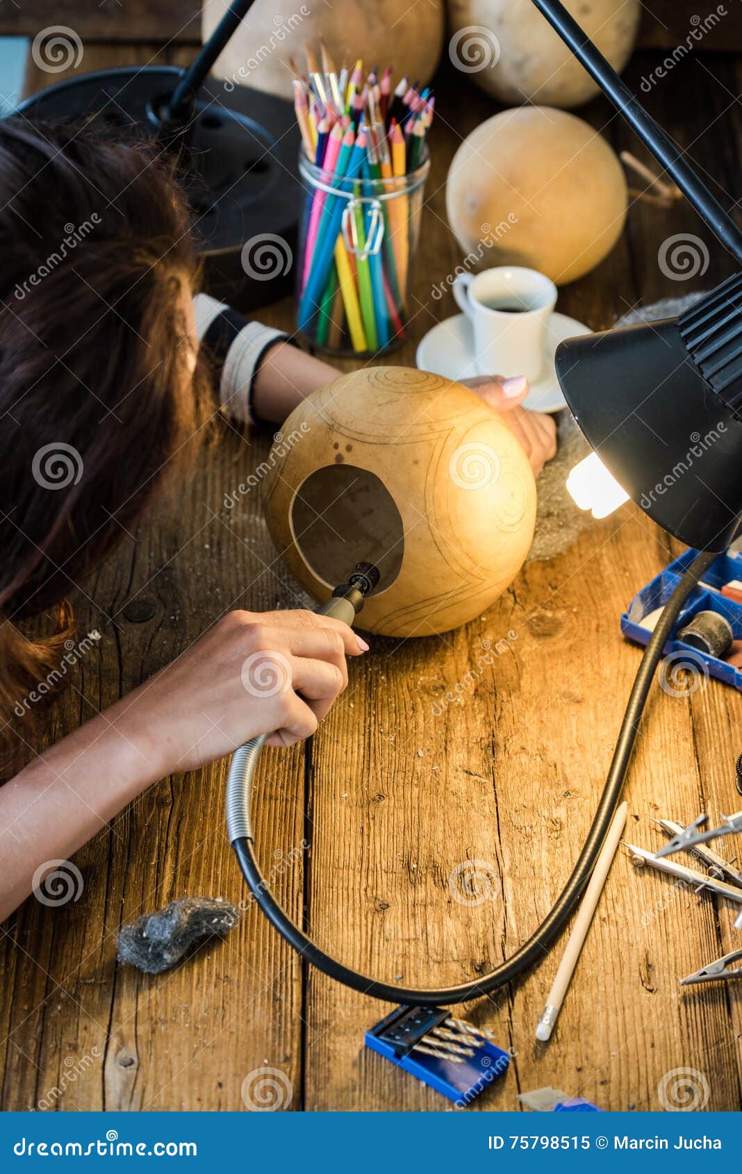 Young Woman Using Tools for Creative Craft Stock Image - Image of ...