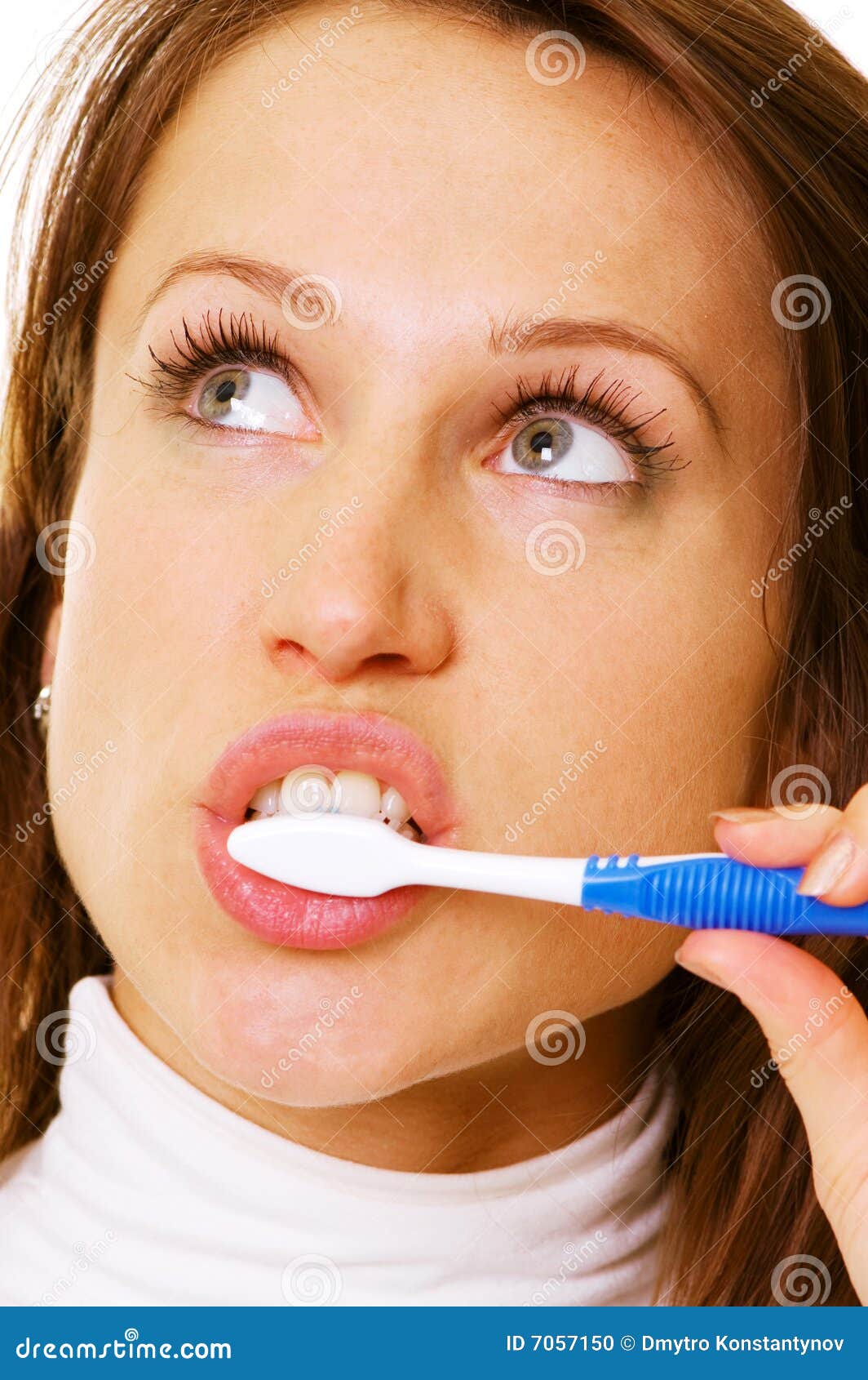 Young Woman Using Toothbrush Stock Photo - Image of background, dentist ...