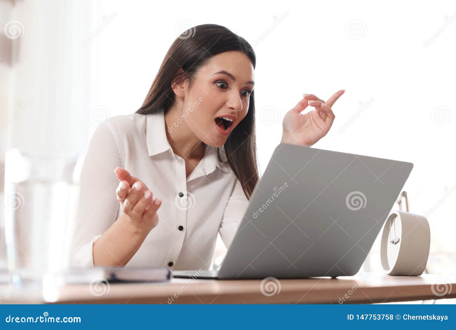Young Woman Using Video Chat on Laptop Stock Photo - Image of caucasian ...