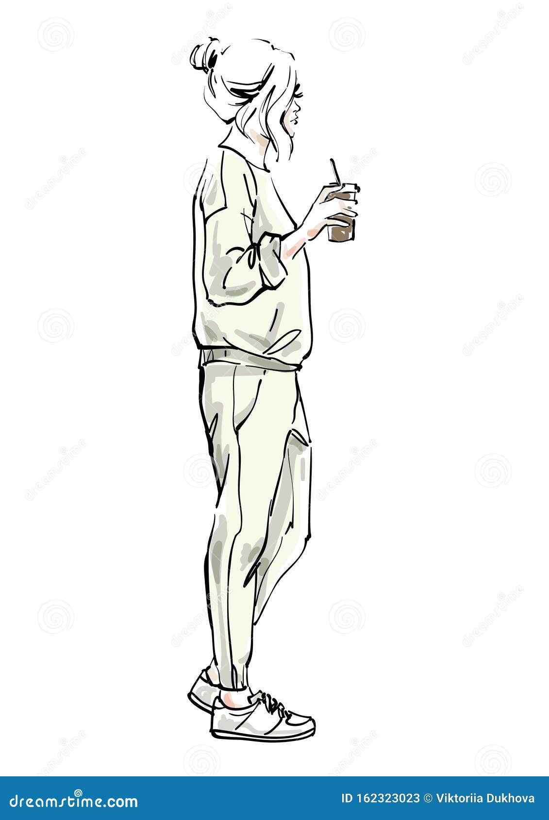 Young woman vector sketch stock illustration. Illustration of lady ... Young woman vector sketch stock illustration. Illustration of lady ...