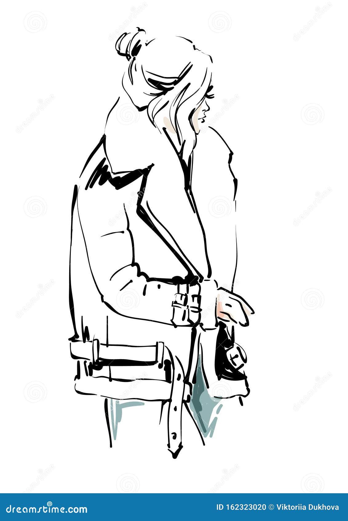 Young woman vector sketch stock illustration. Illustration of character ... Young woman vector sketch stock illustration. Illustration of character ...