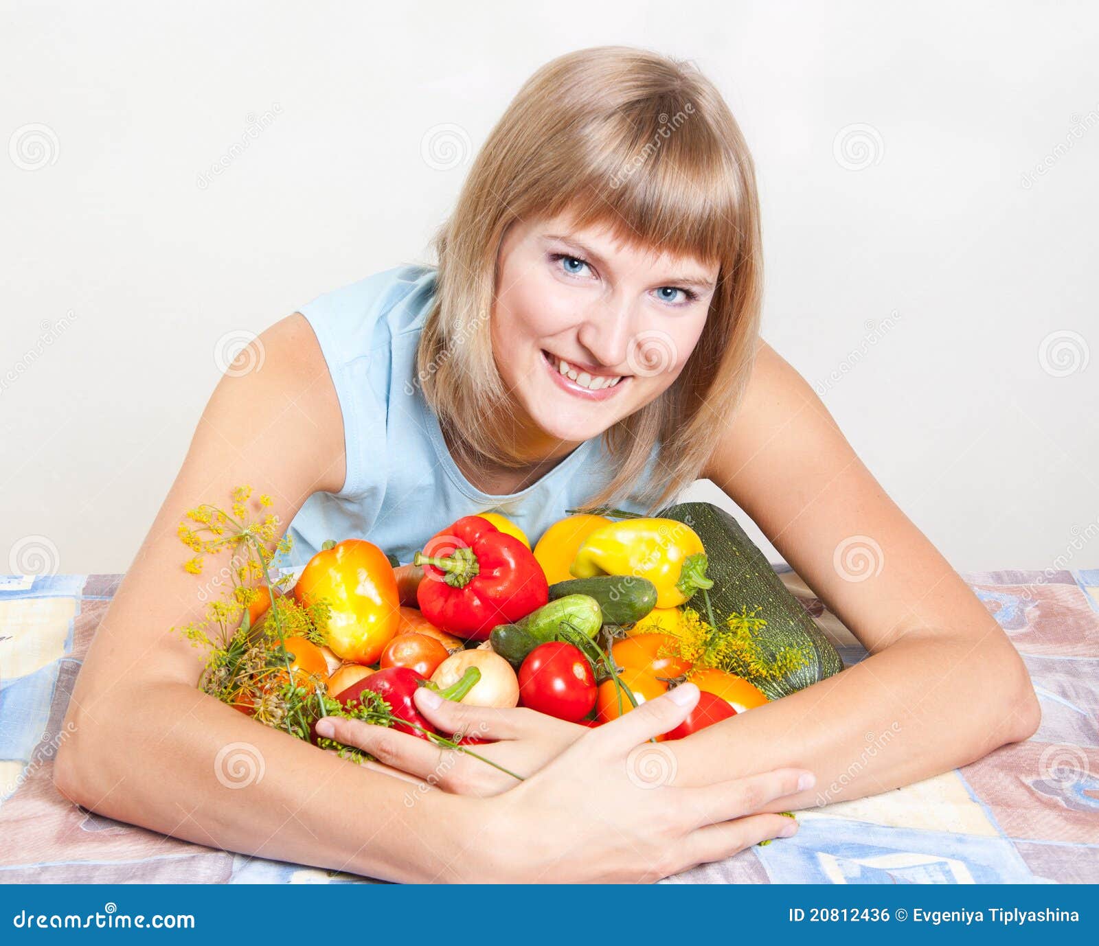 A Young Woman with Vegetables Stock Photo - Image of happy, kitchen ...