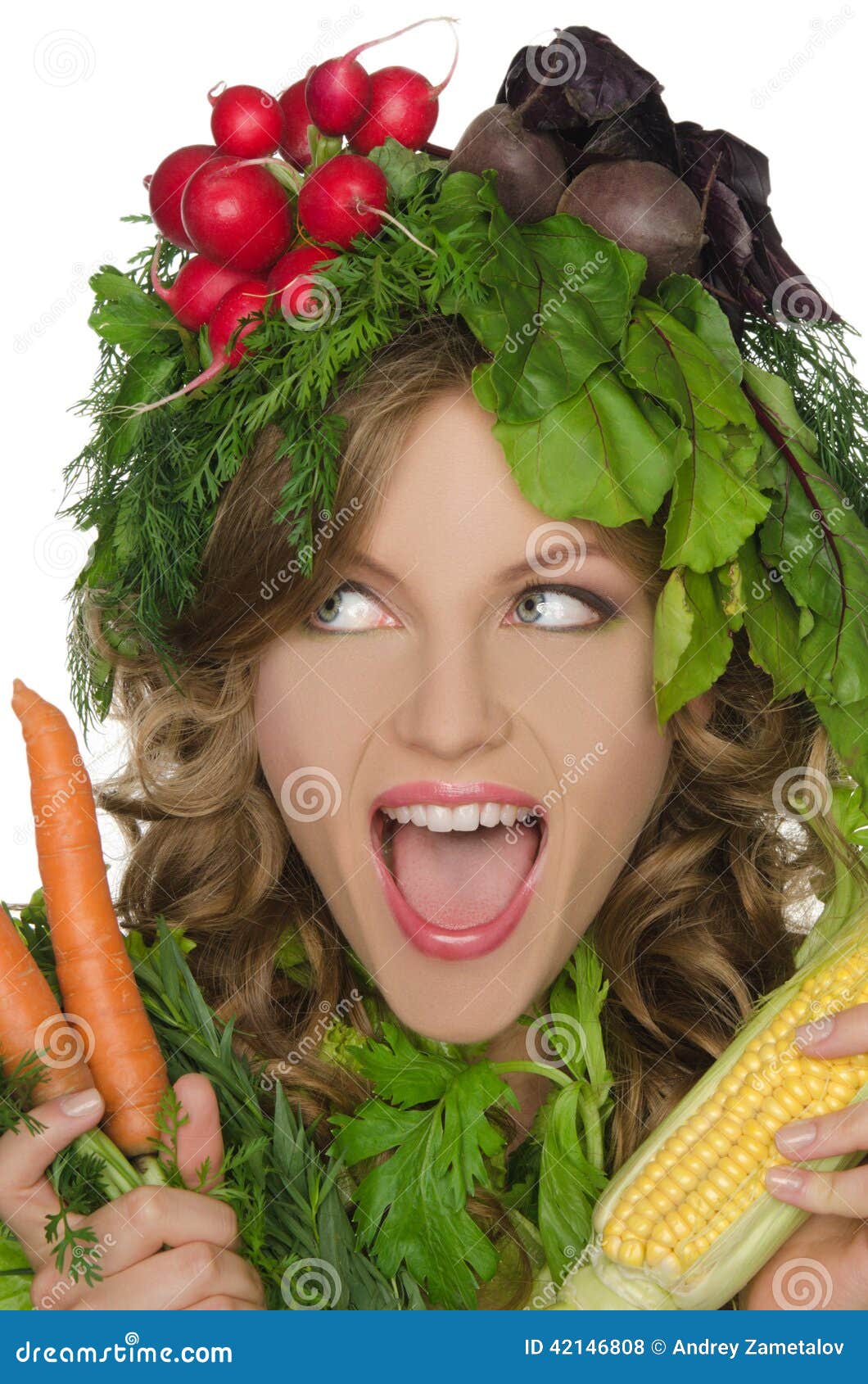 Young Woman with Vegetables Shouts Stock Photo - Image of beautiful ...