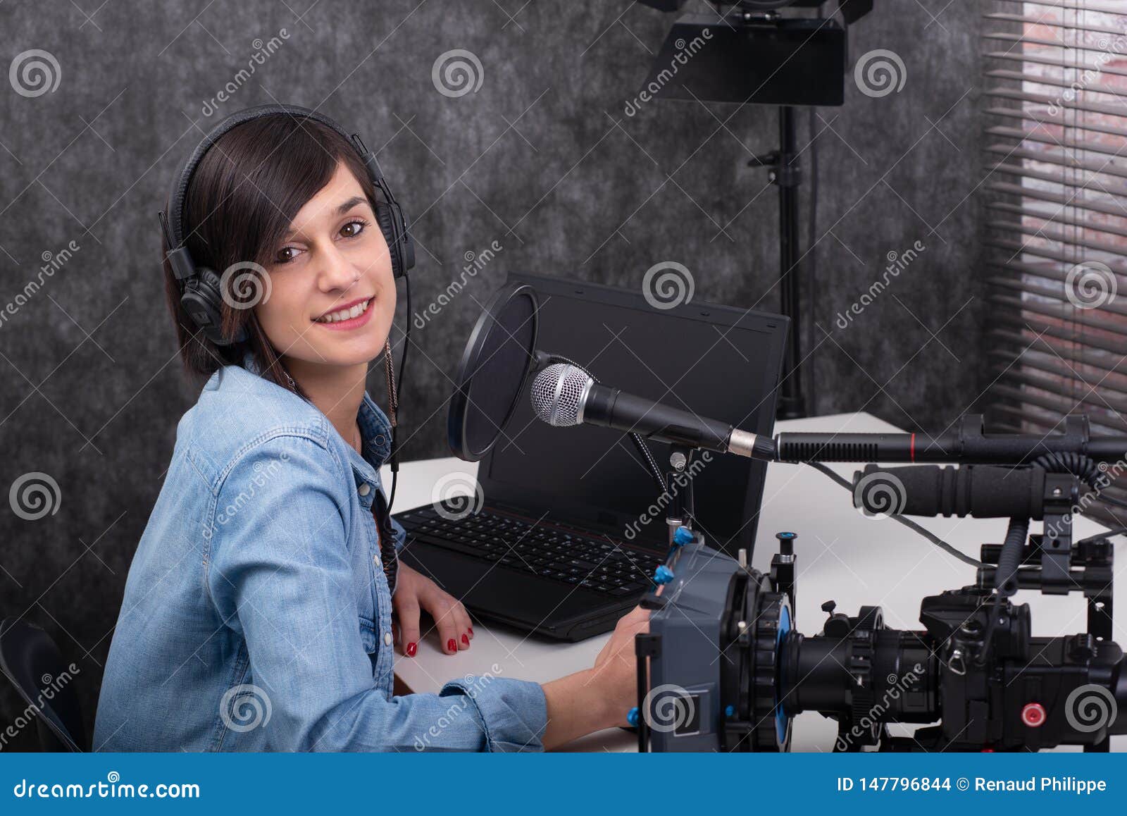 Young Woman Video Editor Working in Studio Stock Photo - Image of ...