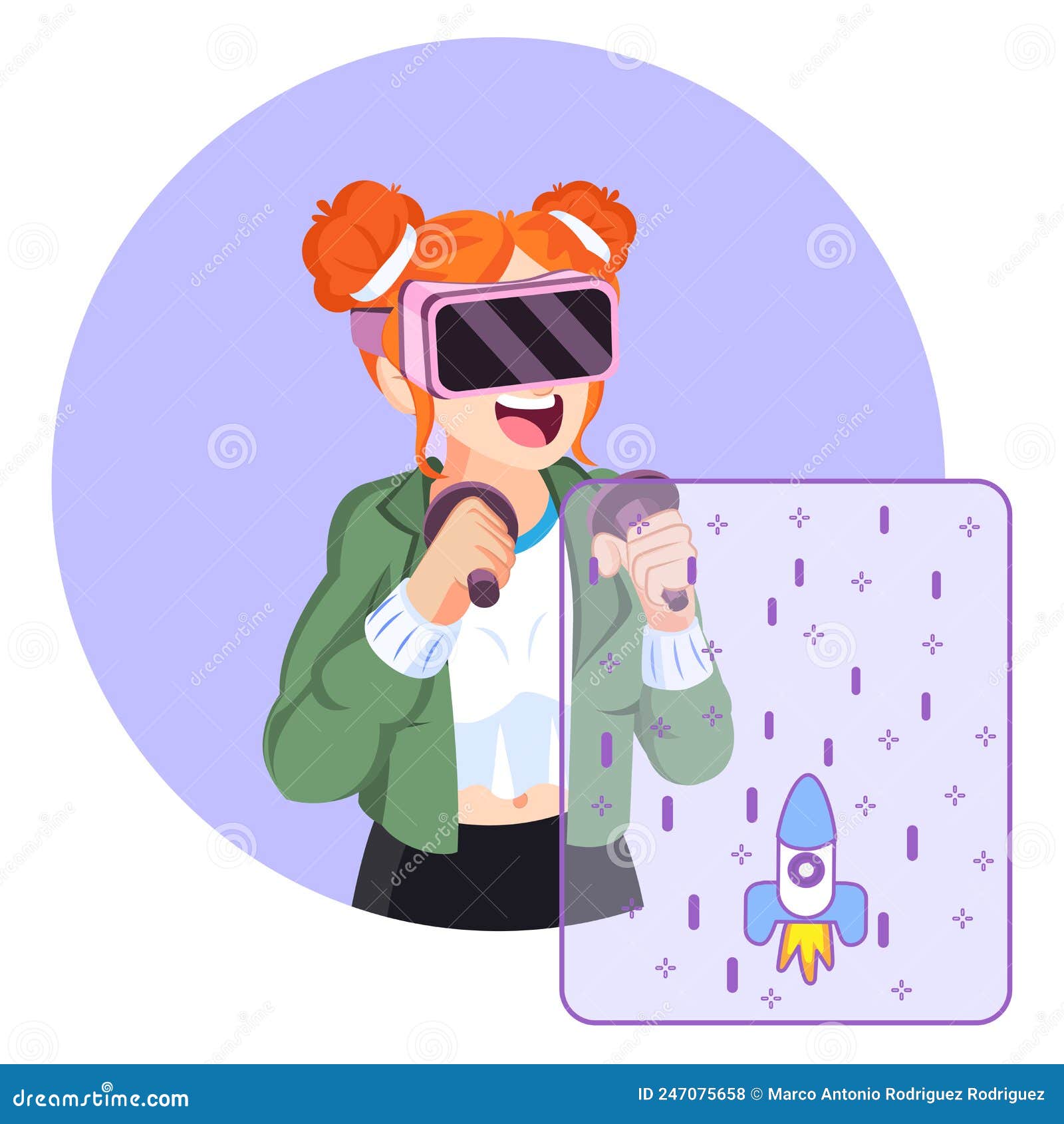 Young Woman Virtual Reality Glasses Game Simulator Vector Stock Vector ...