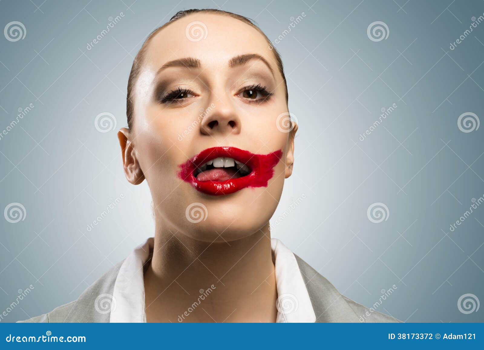 Young Woman with Vivid Red Mouth Stock Photo - Image of color, kiss ...