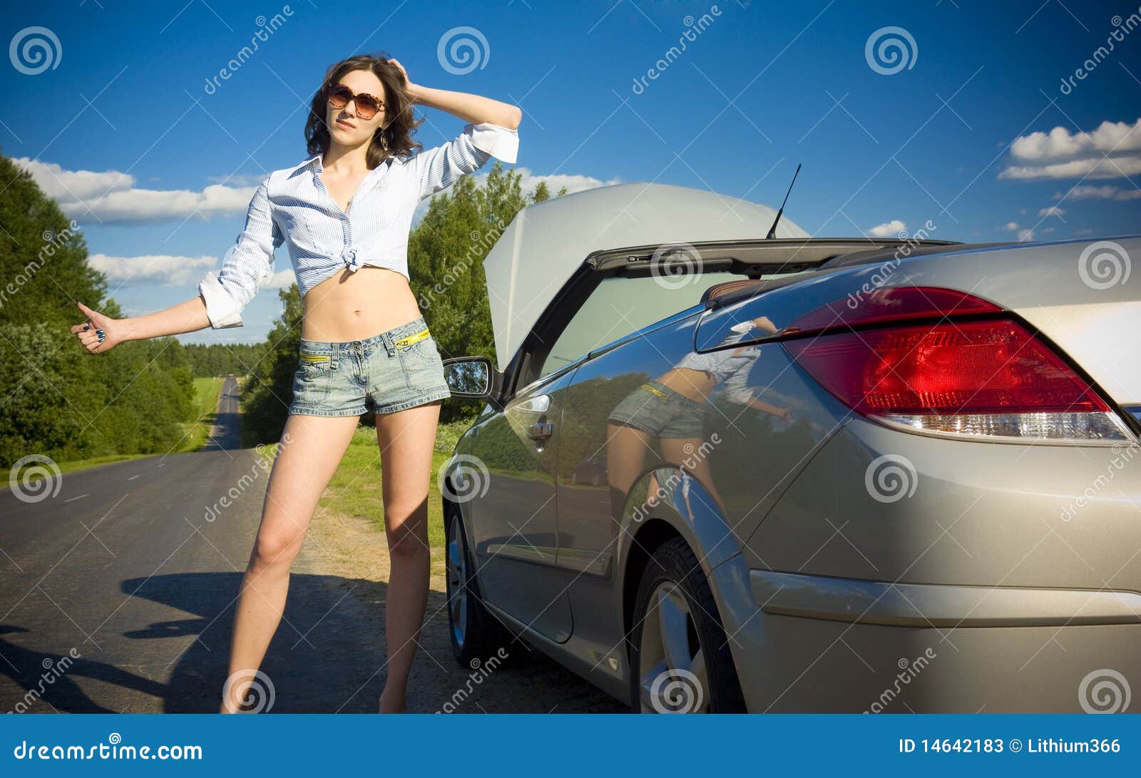 Young Woman is Waiting for Help Stock Image - Image of help, shorts ...