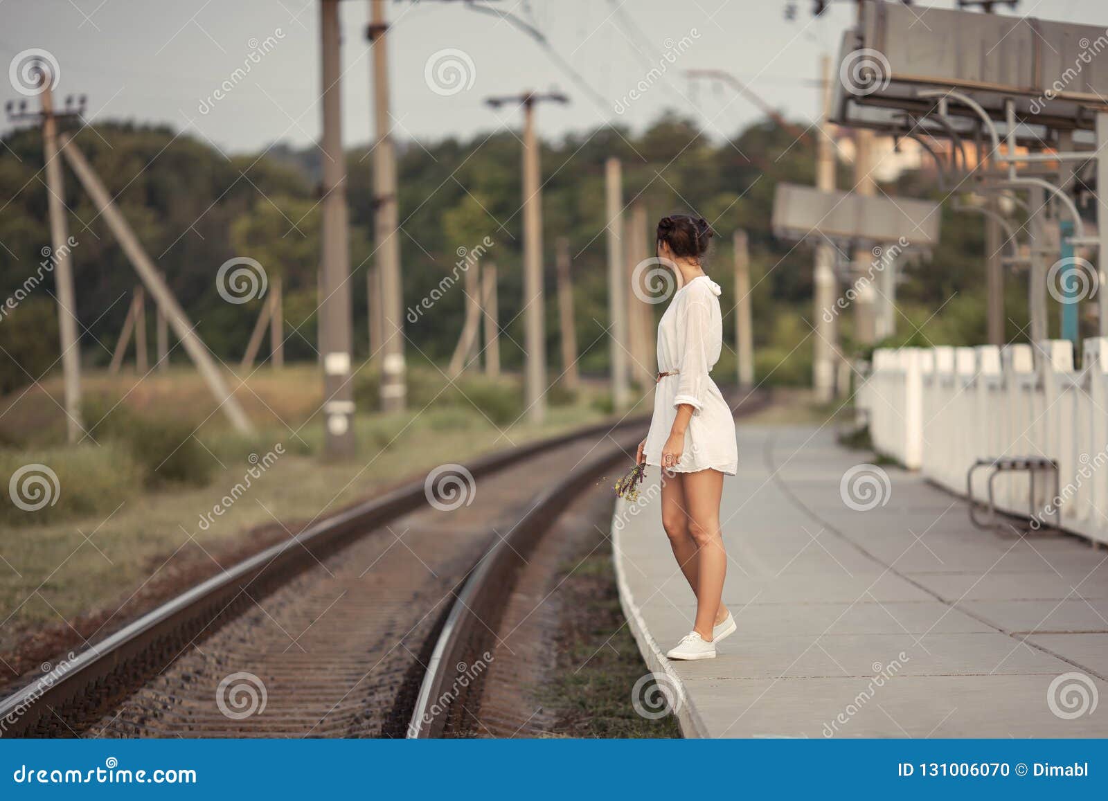 Young Woman Waiting for Someone Stock Photo - Image of background ...