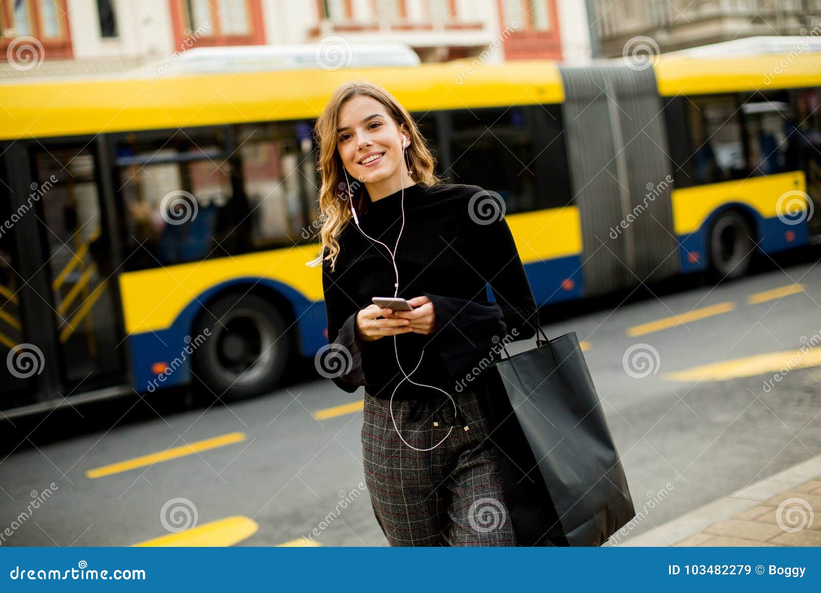 Young Woman Waiting For Taxi Or Bus Stock Image Image Of Holding Lady 103482279 9038