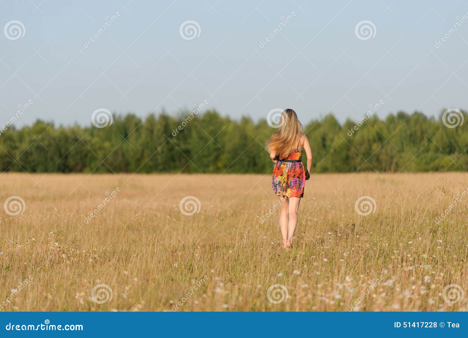 Young Woman Walk in the Field Stock Photo - Image of beauty, cheerful ...