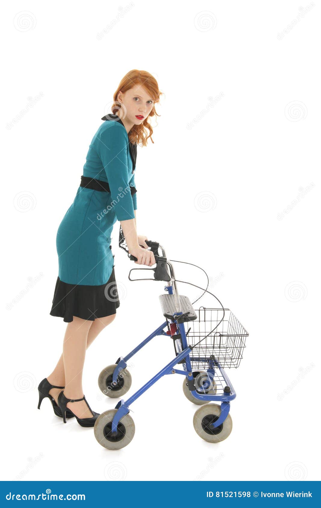 Young woman with walker stock photo. Image of blue, elegant - 81521598