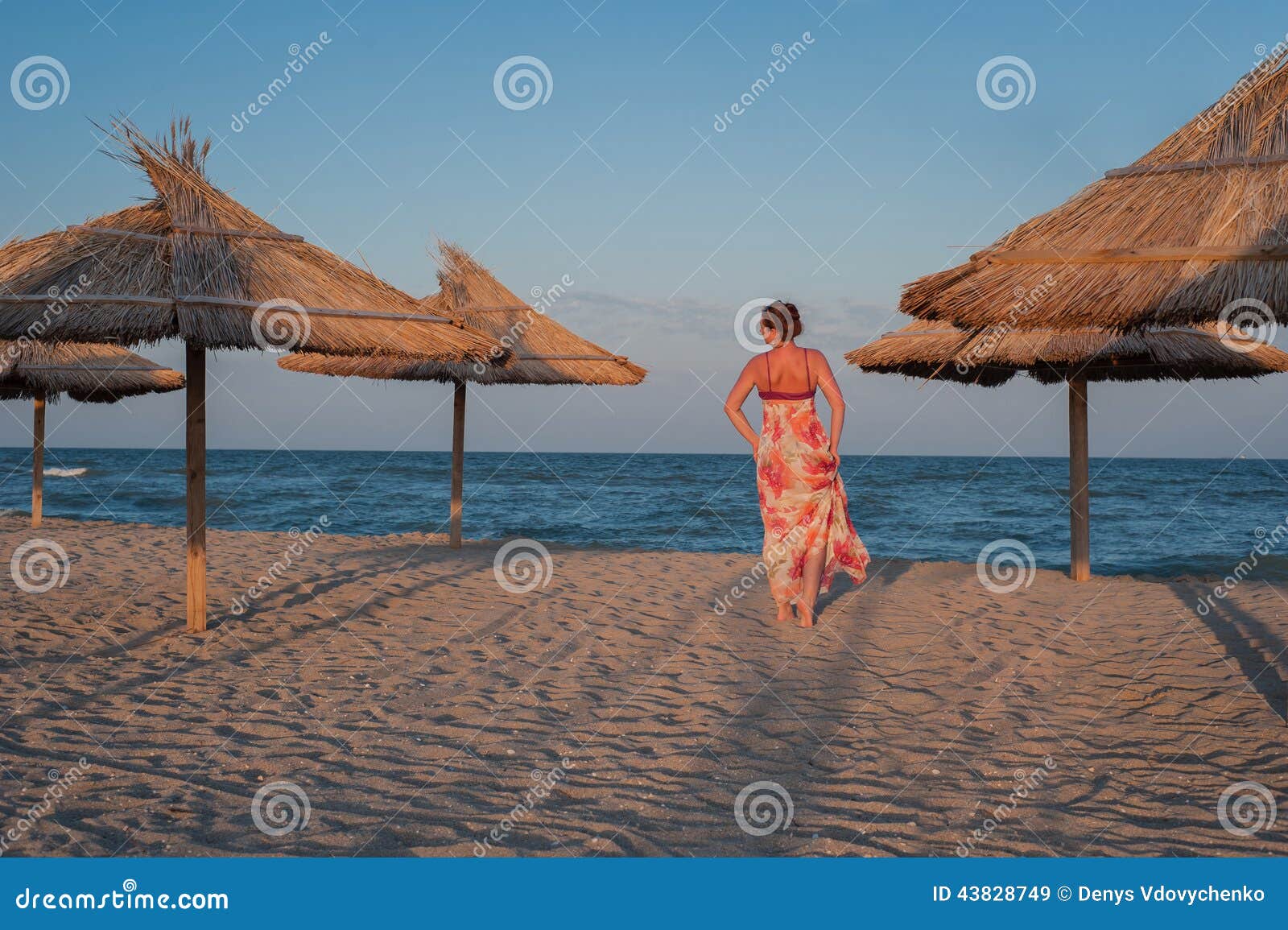 Young Woman Walking Along a Sandy Beach Stock Image - Image of perfect ...