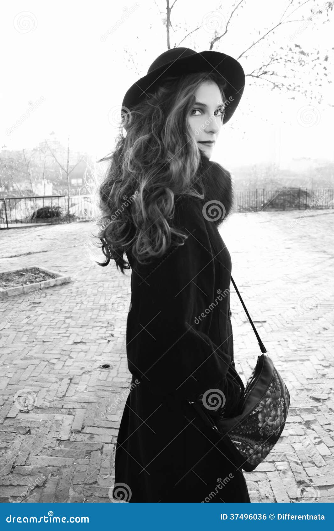 Young woman walking away stock photo. Image of hair, alone - 37496036