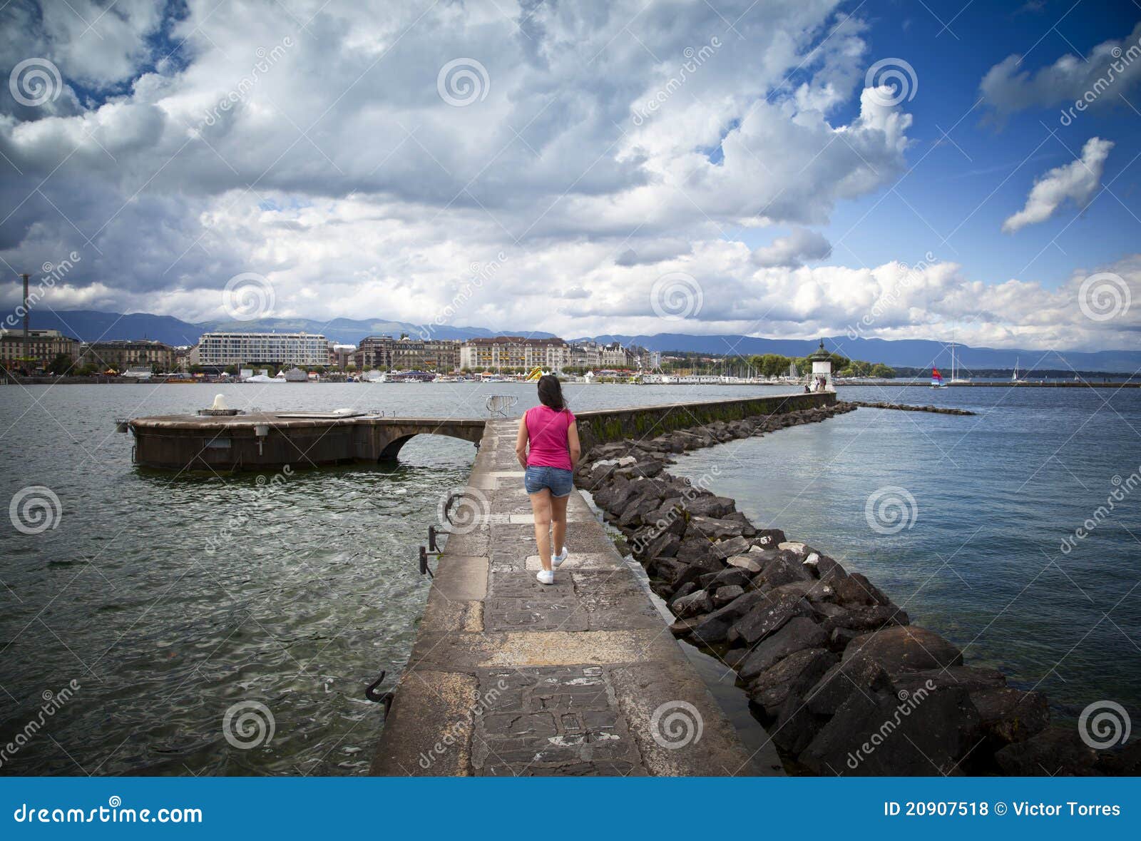 Young Woman Walking in the Dock Stock Photo - Image of woman ...