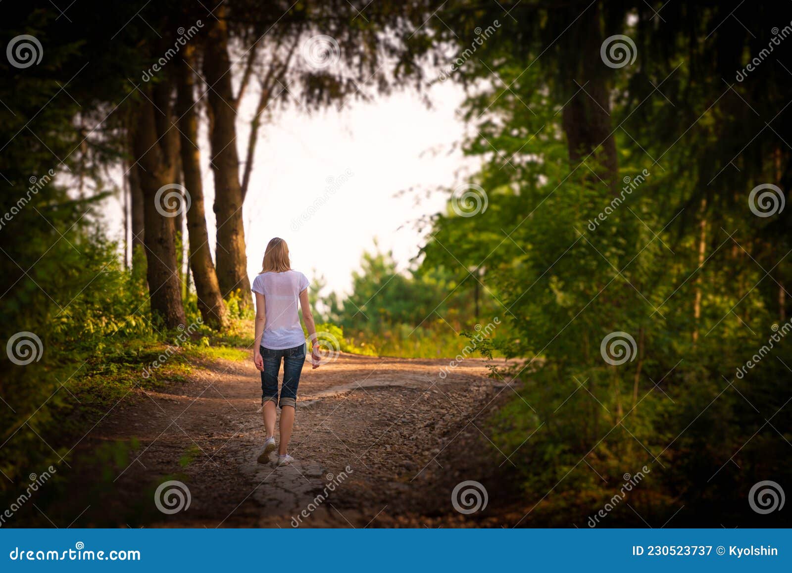 Young Woman Walking in Forest Stock Image - Image of park, nature ...