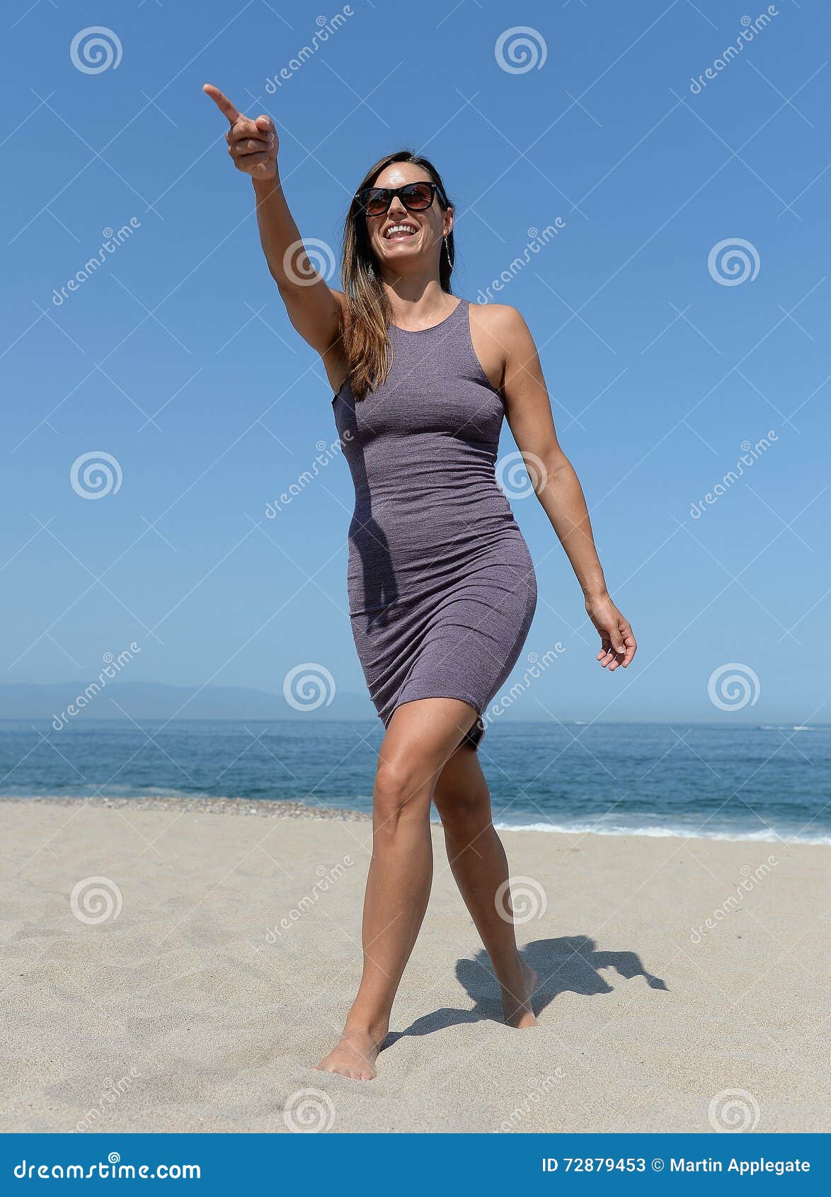 Young Woman Walking on Sandy Beach Stock Image - Image of sandy, summer ...