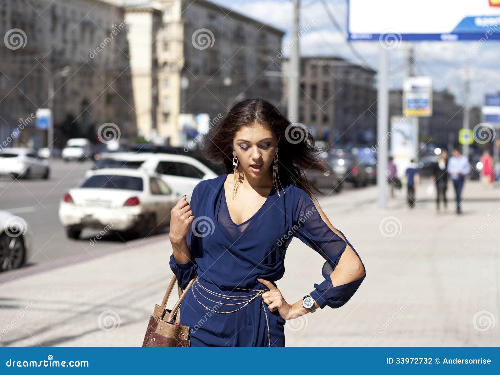 Young Woman Walking on the Street Stock Photo - Image of model ...