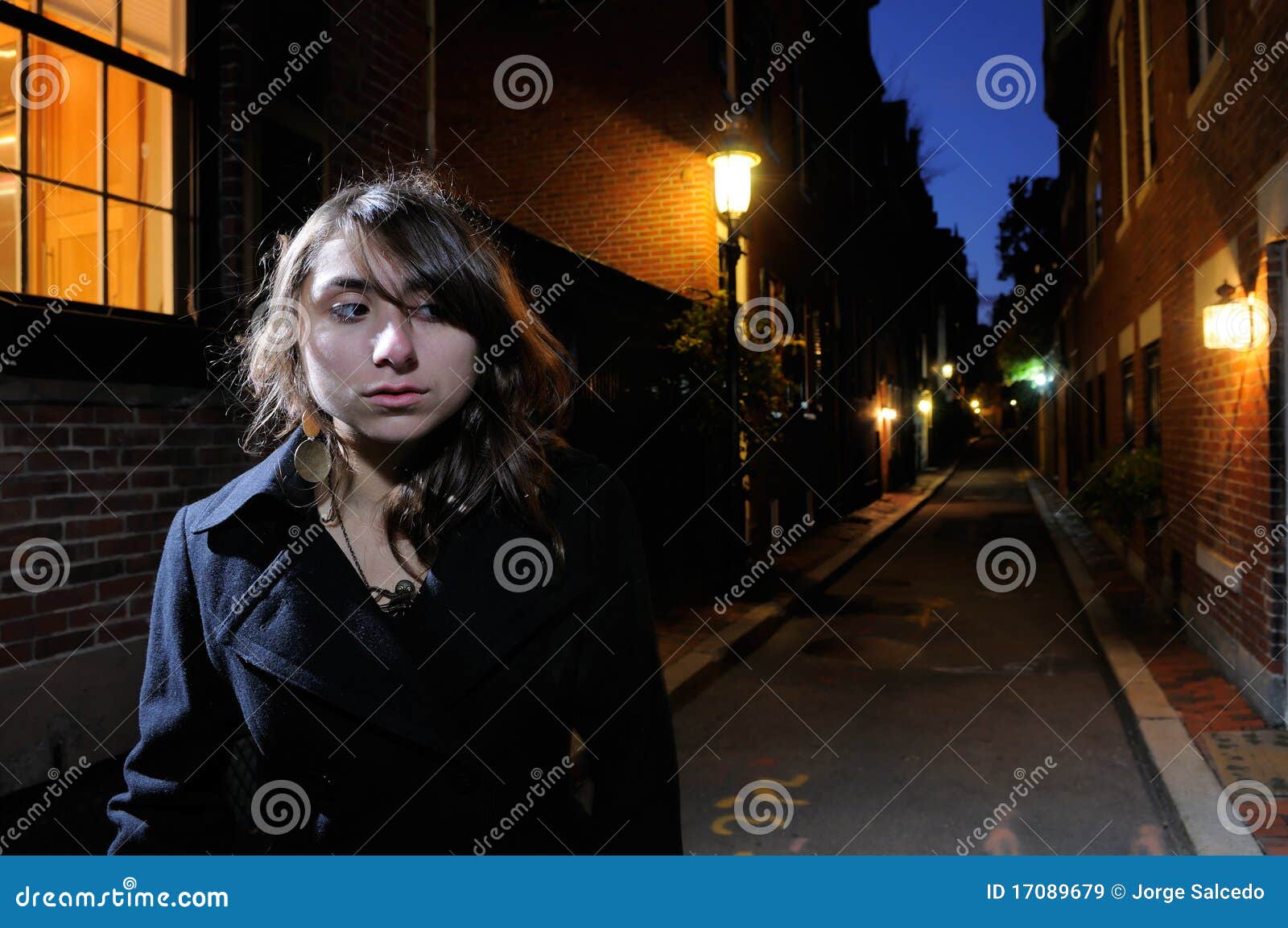 Woman Walking At Night